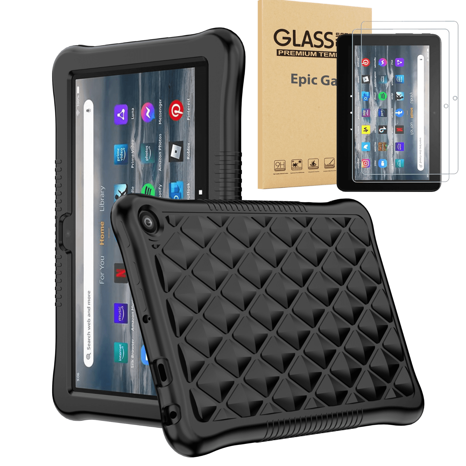 Epicgadget Fire 7 Silicone Case + 2PCS Glass Screen Protector for ...