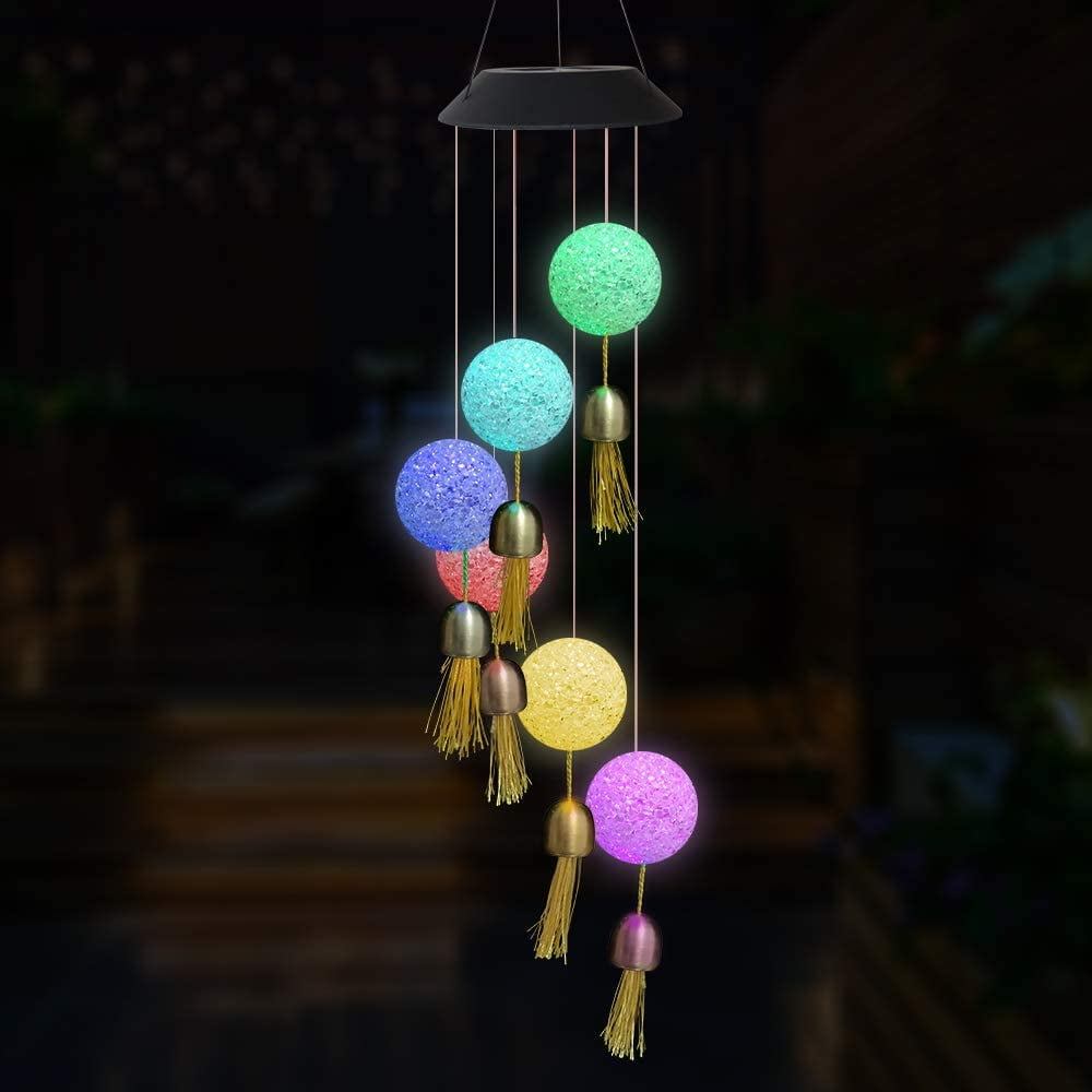 Epicgadget Solar Light Hanging Wind Chime Ball with Bells, Changing ...