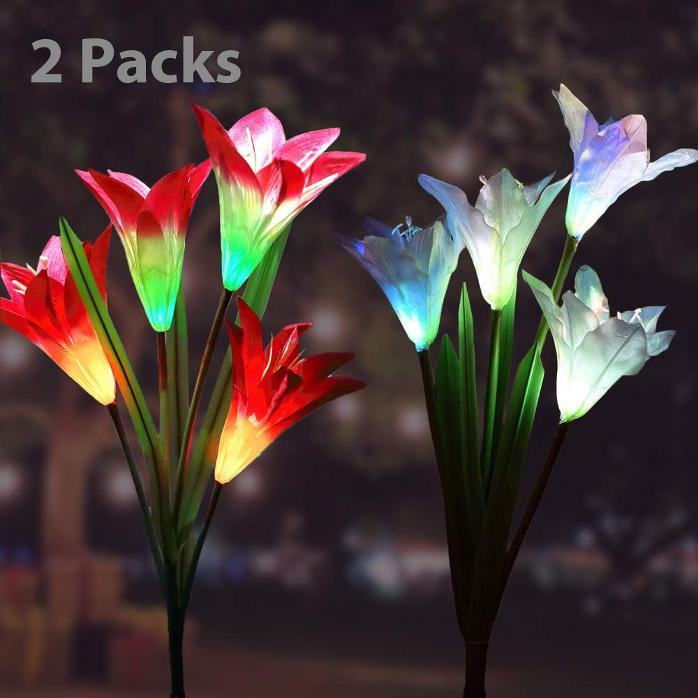Epicgadget Solar RGB LED Lily Flower Lights, Multi-Color Changing, 2 ...