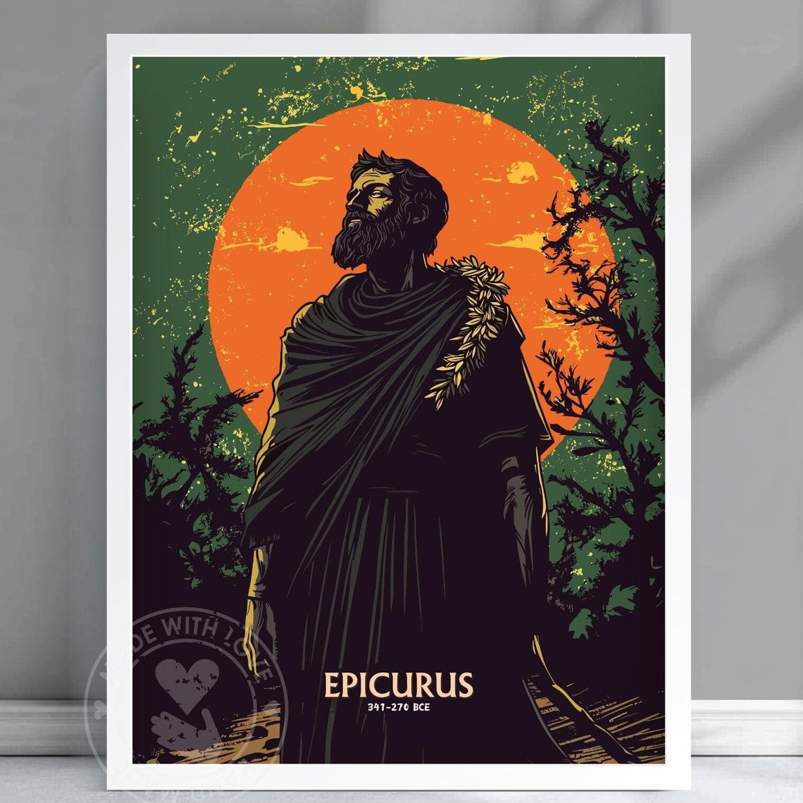Epicurus Philosopher Art Print - Philosophy Poster, Stoicism Wall Art ...