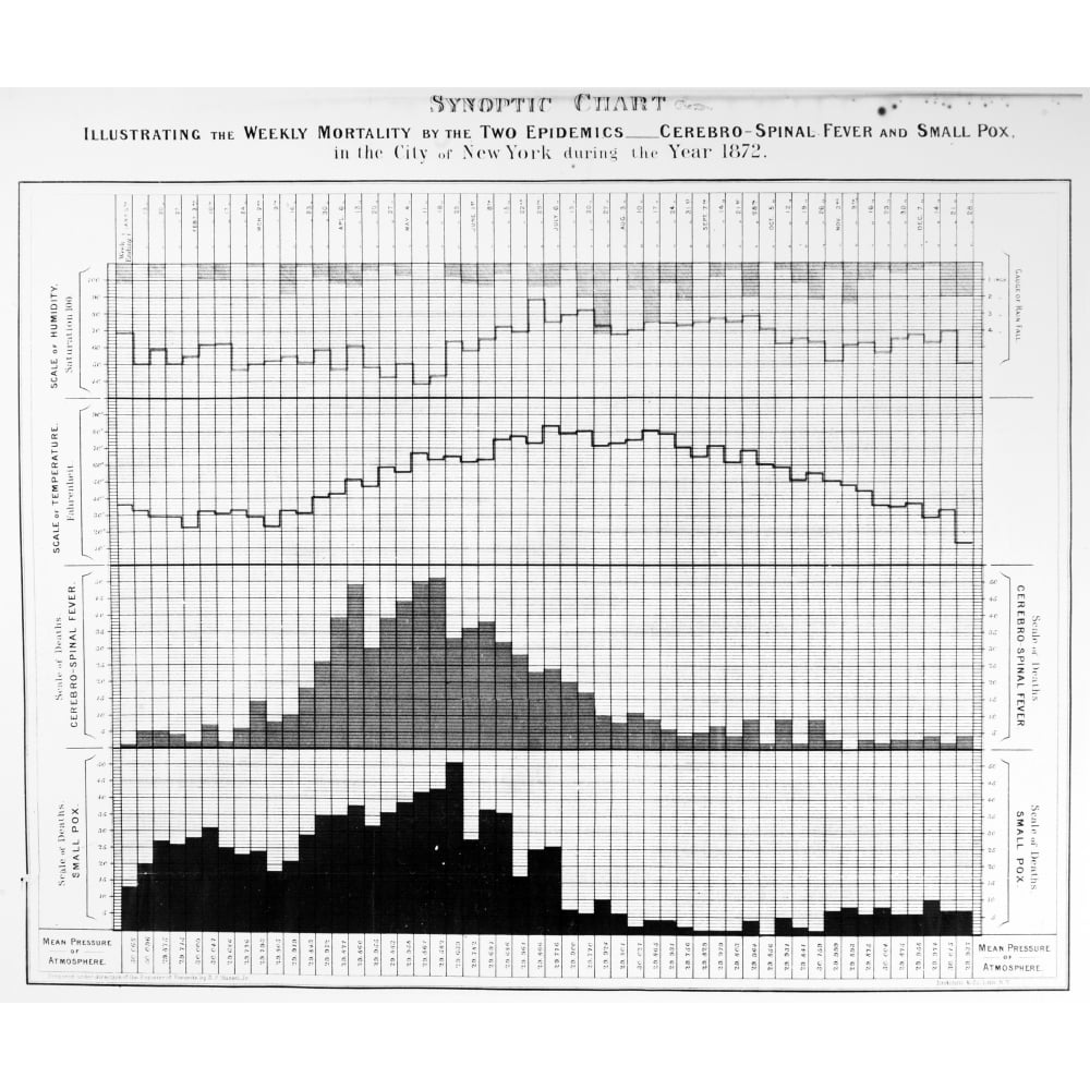 Epidemics Chart 1872. Nchart Illustrating The Weekly Mortality Rates ...
