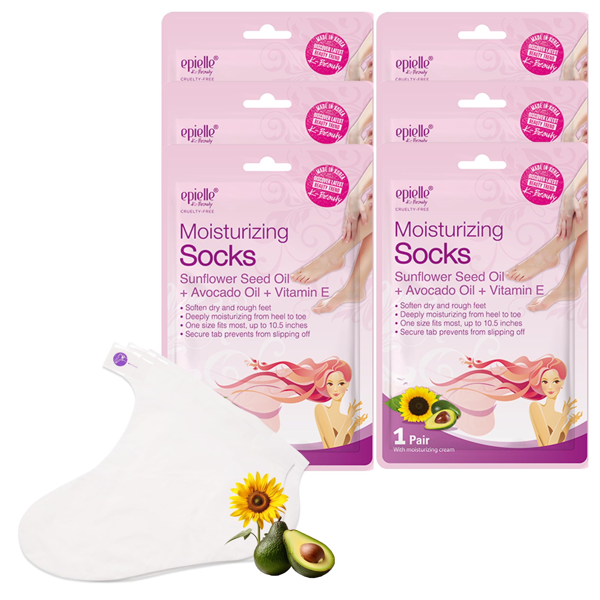 Epielle Moisturizing Foot Masks 6 Pairs, Deep Moisturizing Socks for ...