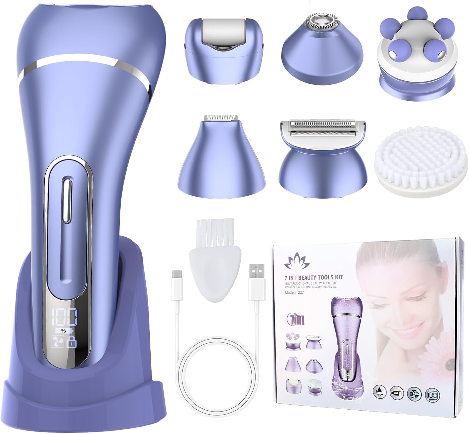 Epilator for Women,7 in 1 Hair Removal Device for Women,Painless Electric Lady Shaver Bikini ...