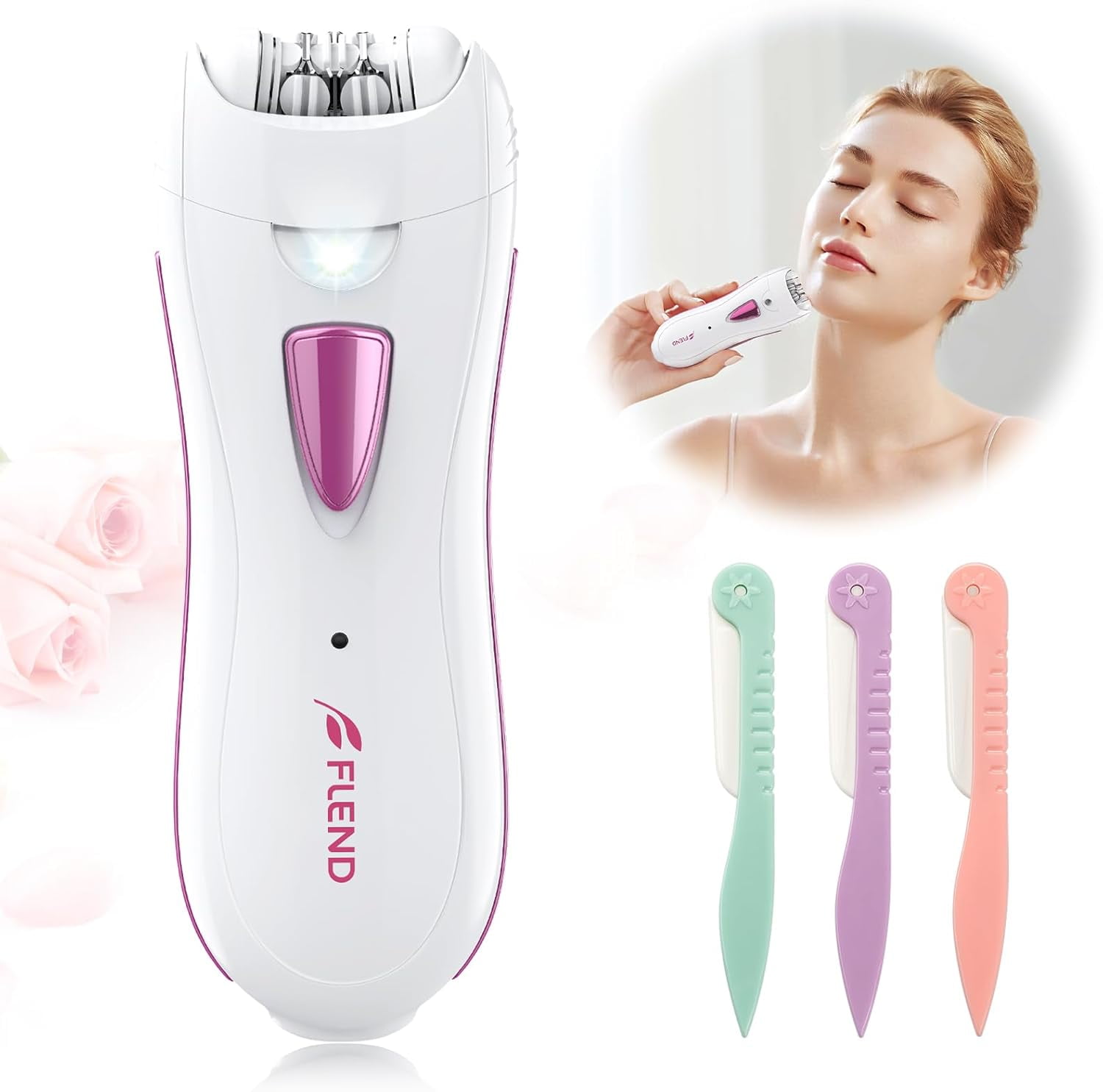Epilator for Women, Smooth Glide Facial and Body Hair Remover with LED ...