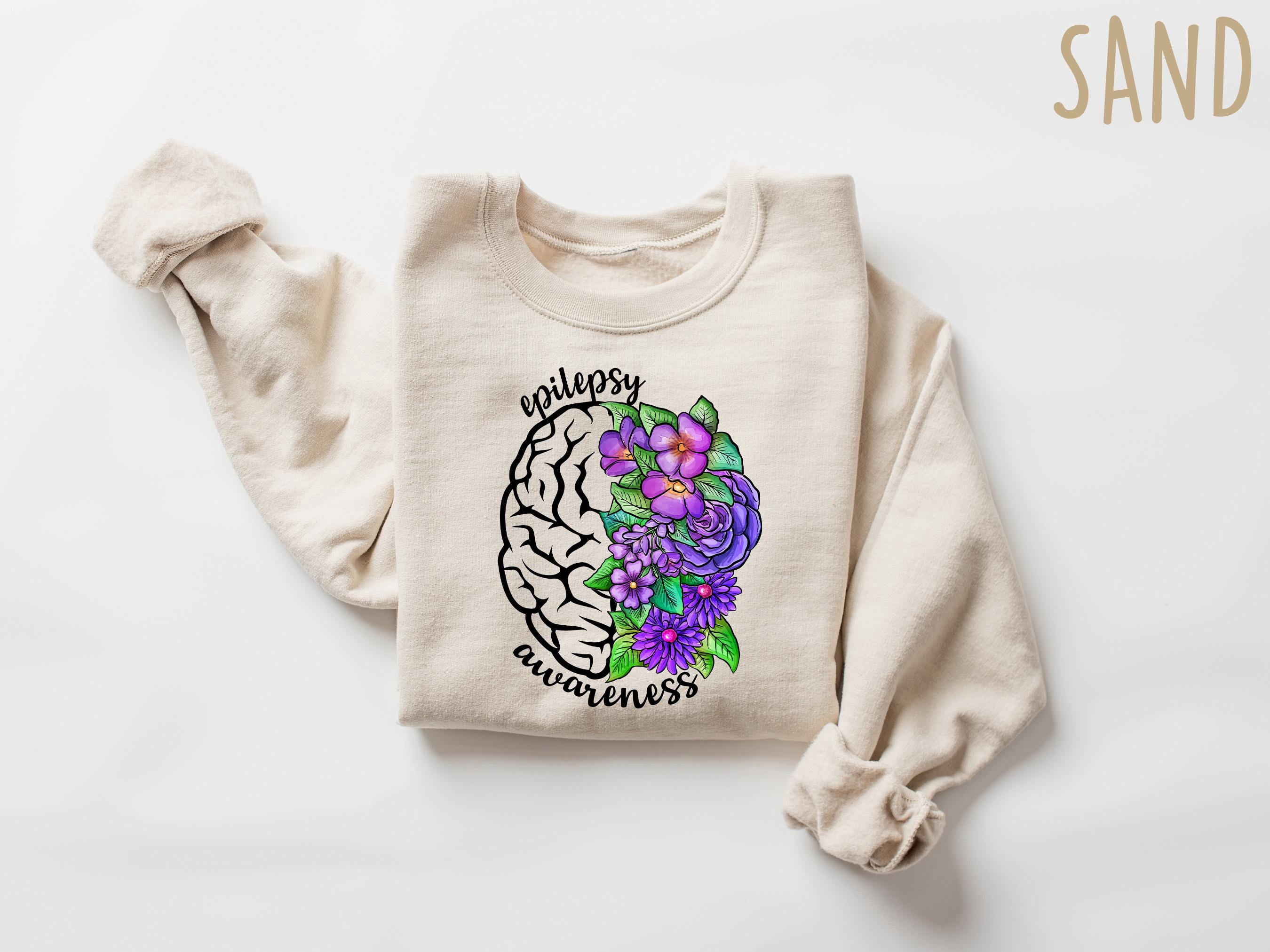 Epilepsy Awareness Brain Sweatshirt, Support Squad Epilepsy Awareness ...