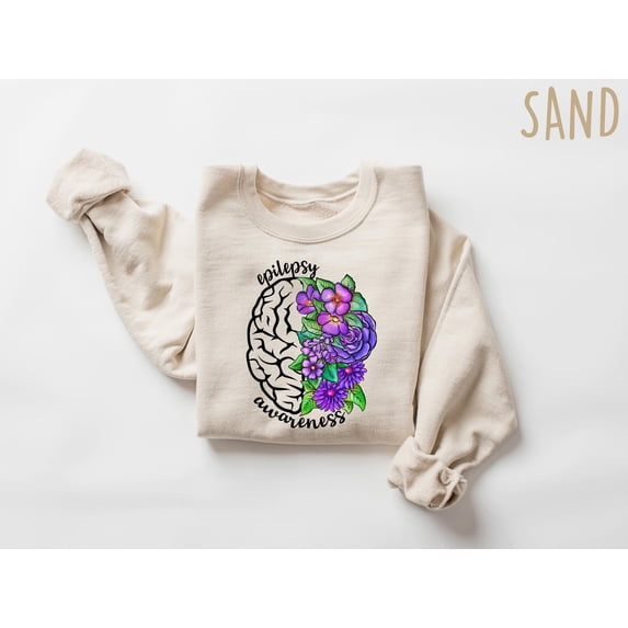 Epilepsy Awareness Brain Sweatshirt, Support Squad Epilepsy Awareness ...