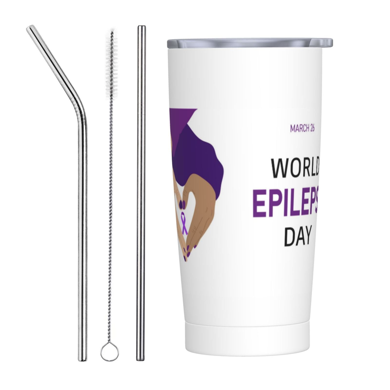 Epilepsy Awareness Day 2024 20oz Stainless Steel Thermal Cup With Lid ...