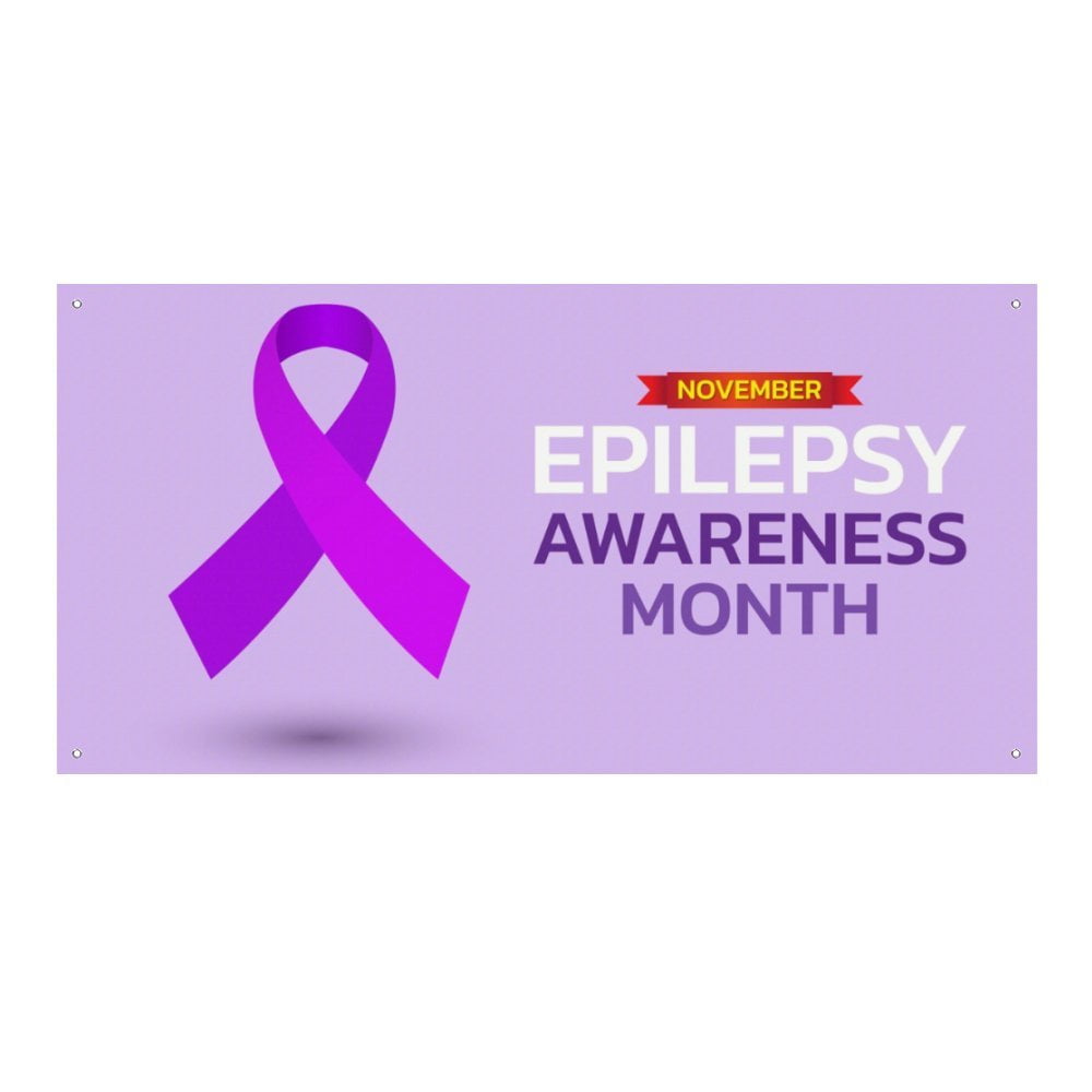 Epilepsy Awareness Month Purple Ribbon Banner Backdrop Large Banner ...