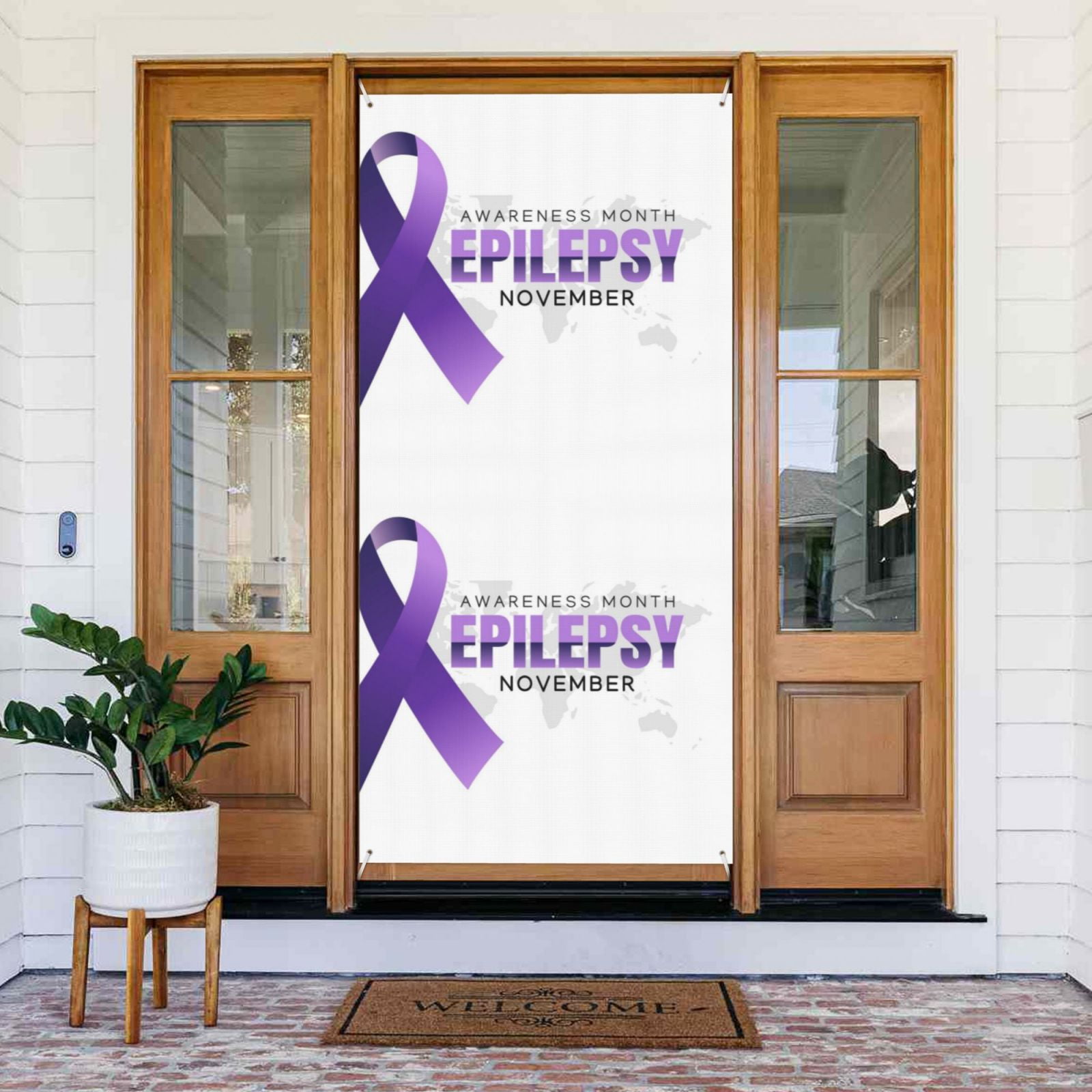 Epilepsy Awareness Month Purple Ribbon Door Cover Decoration Backdrop ...