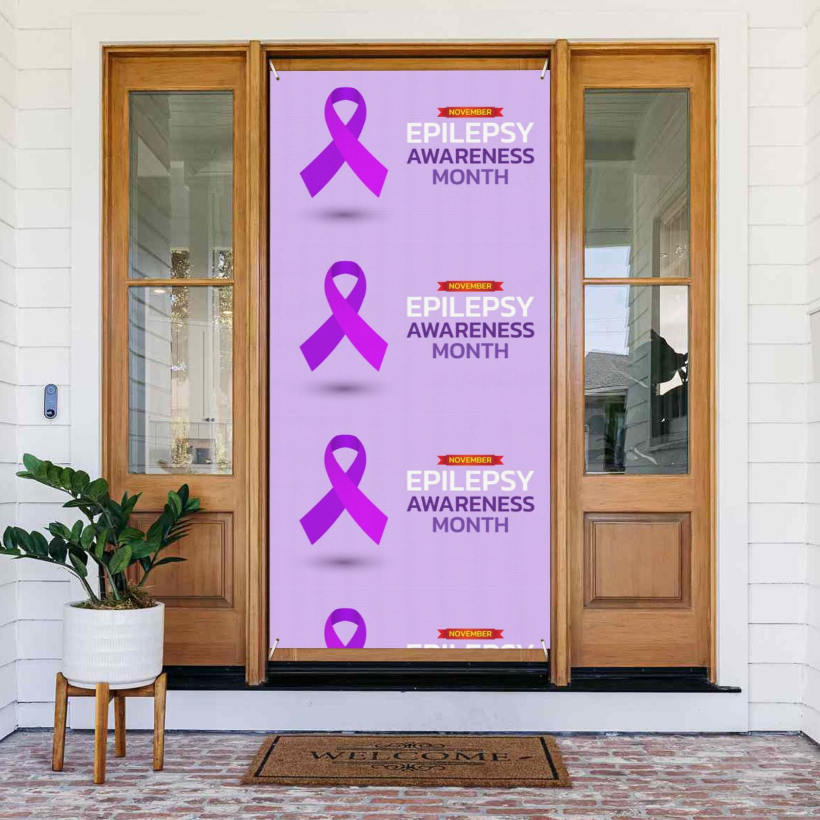 Epilepsy Awareness Month Purple Ribbon Door Cover Decoration Backdrop ...
