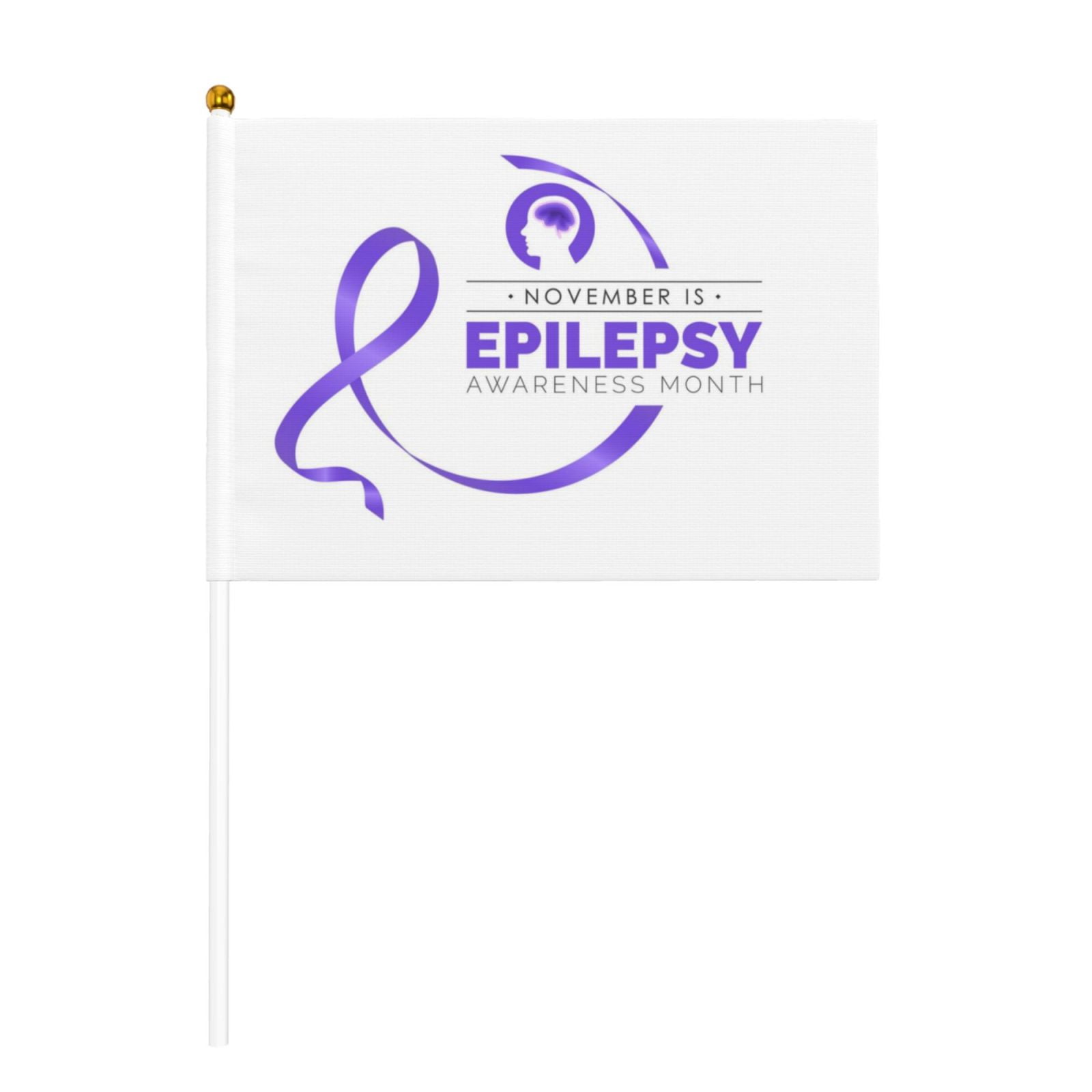 Epilepsy Awareness Month Purple Ribbon Flag Small Mini Hand Held Flags ...