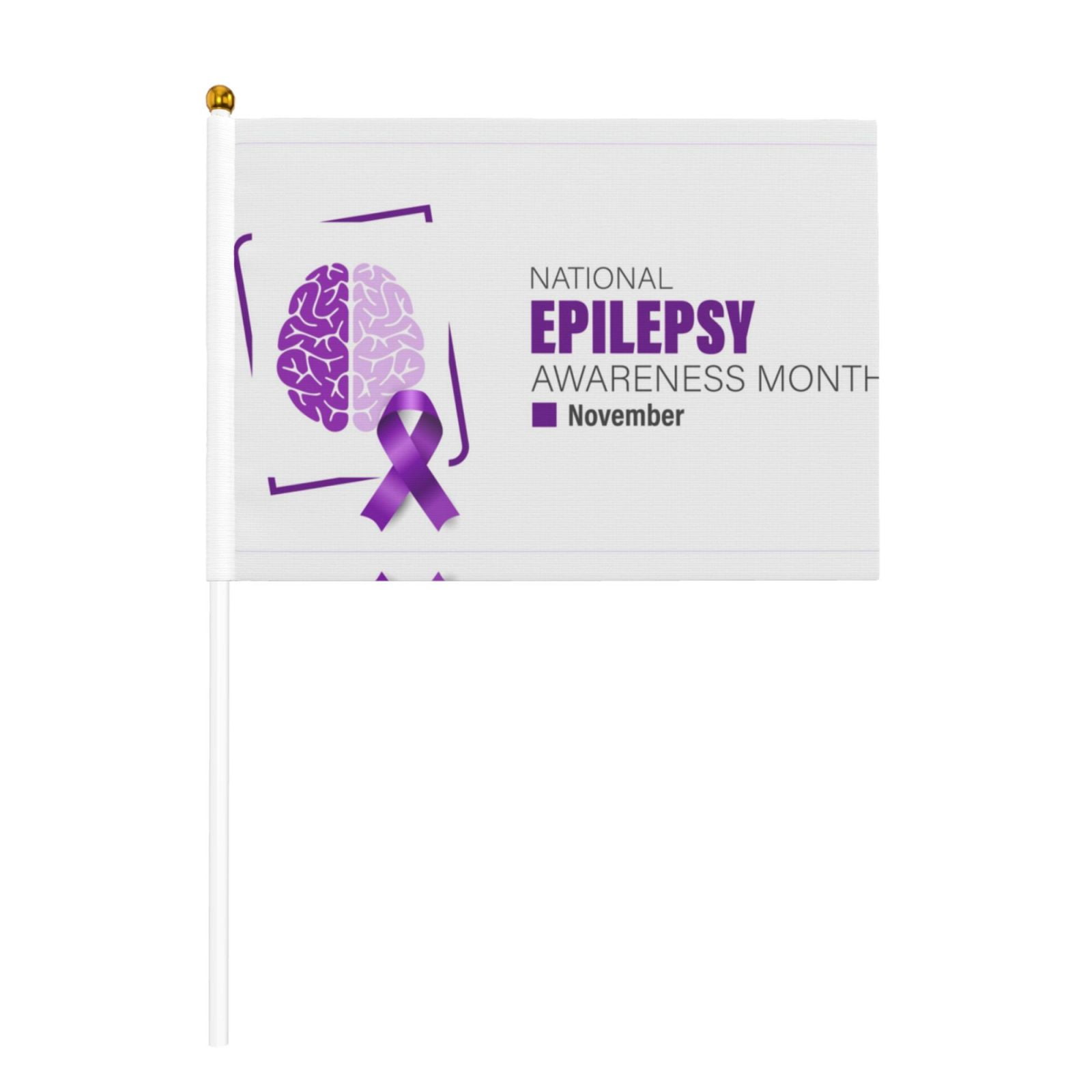 Epilepsy Awareness Month Purple Ribbon Flag Small Mini Hand Held Flags ...