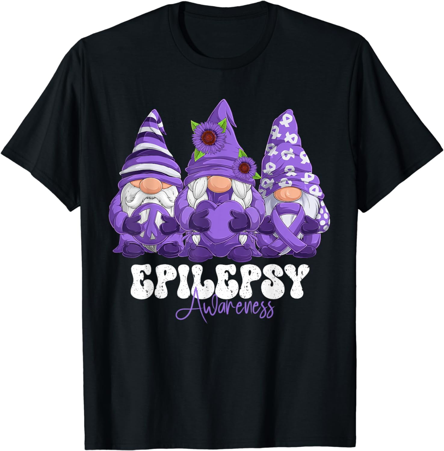 Epilepsy Awareness Month Purple Ribbon Gnomies T-Shirt - Walmart.com
