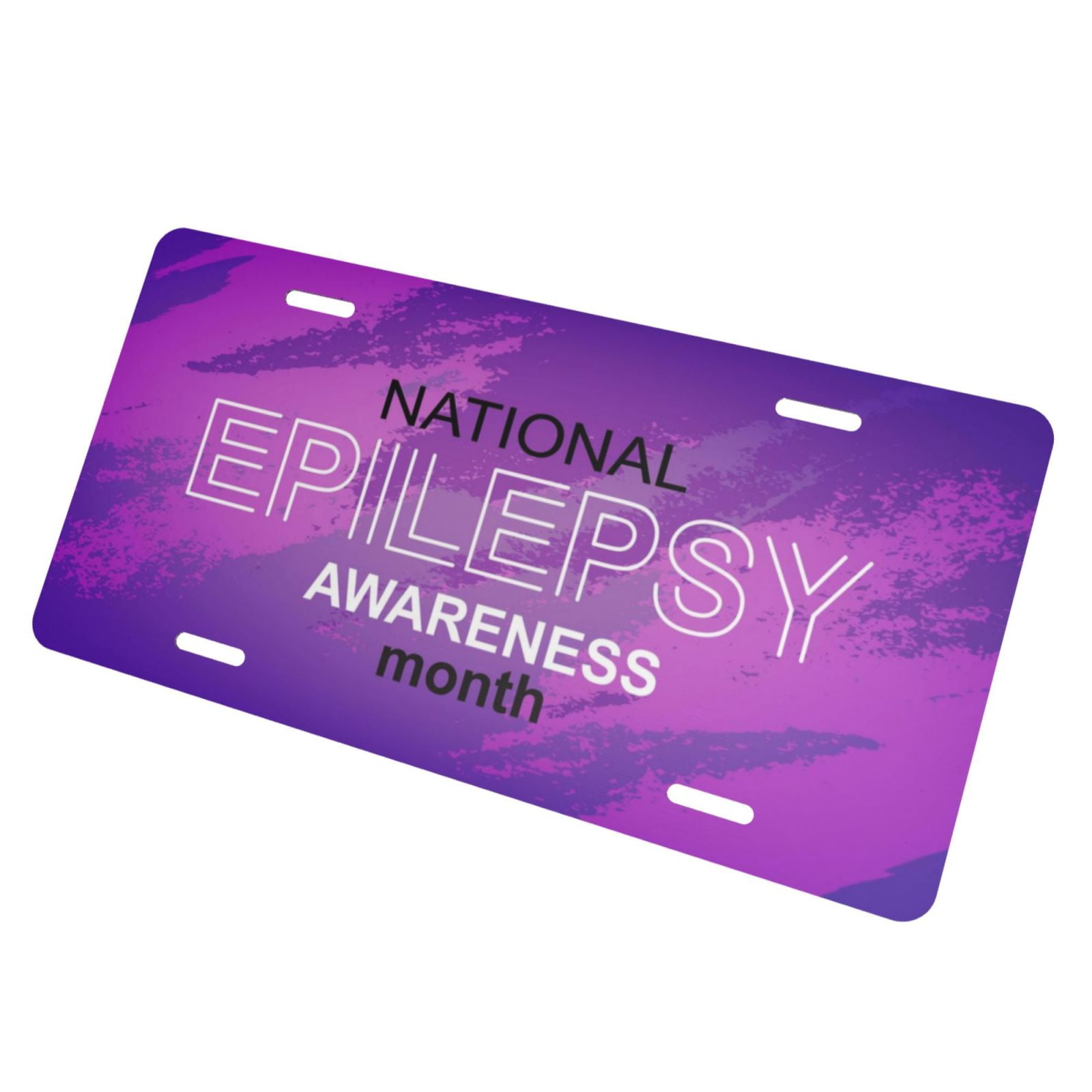 Epilepsy Awareness Month Purple Ribbon License Plate Funny Aluminum Car ...