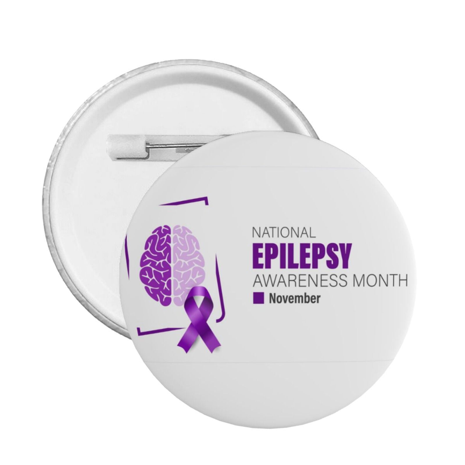 Epilepsy Awareness Month Purple Ribbon Pin Button Badge, Personalised ...