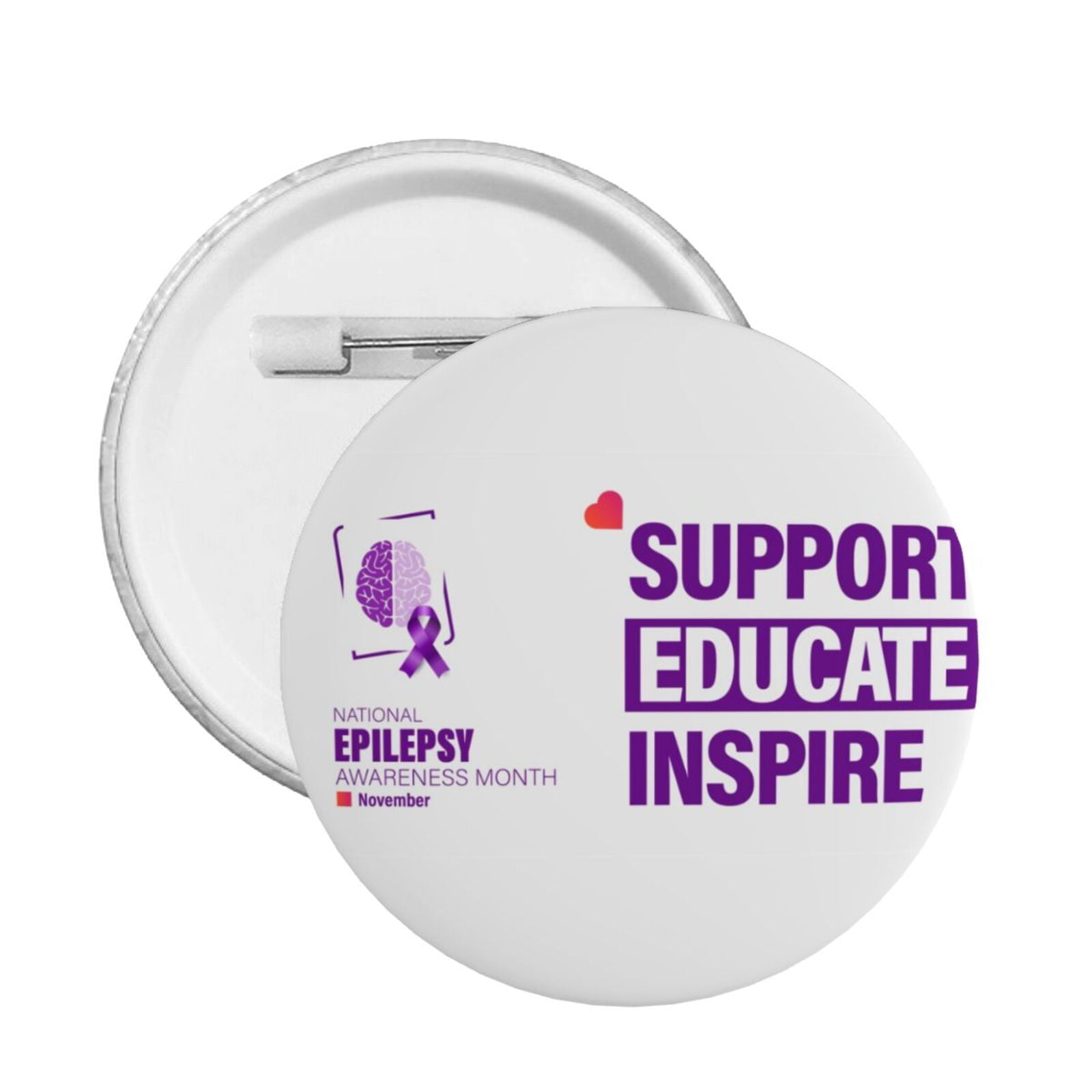 Epilepsy Awareness Month Purple Ribbon Pin Button Badge, Personalised ...