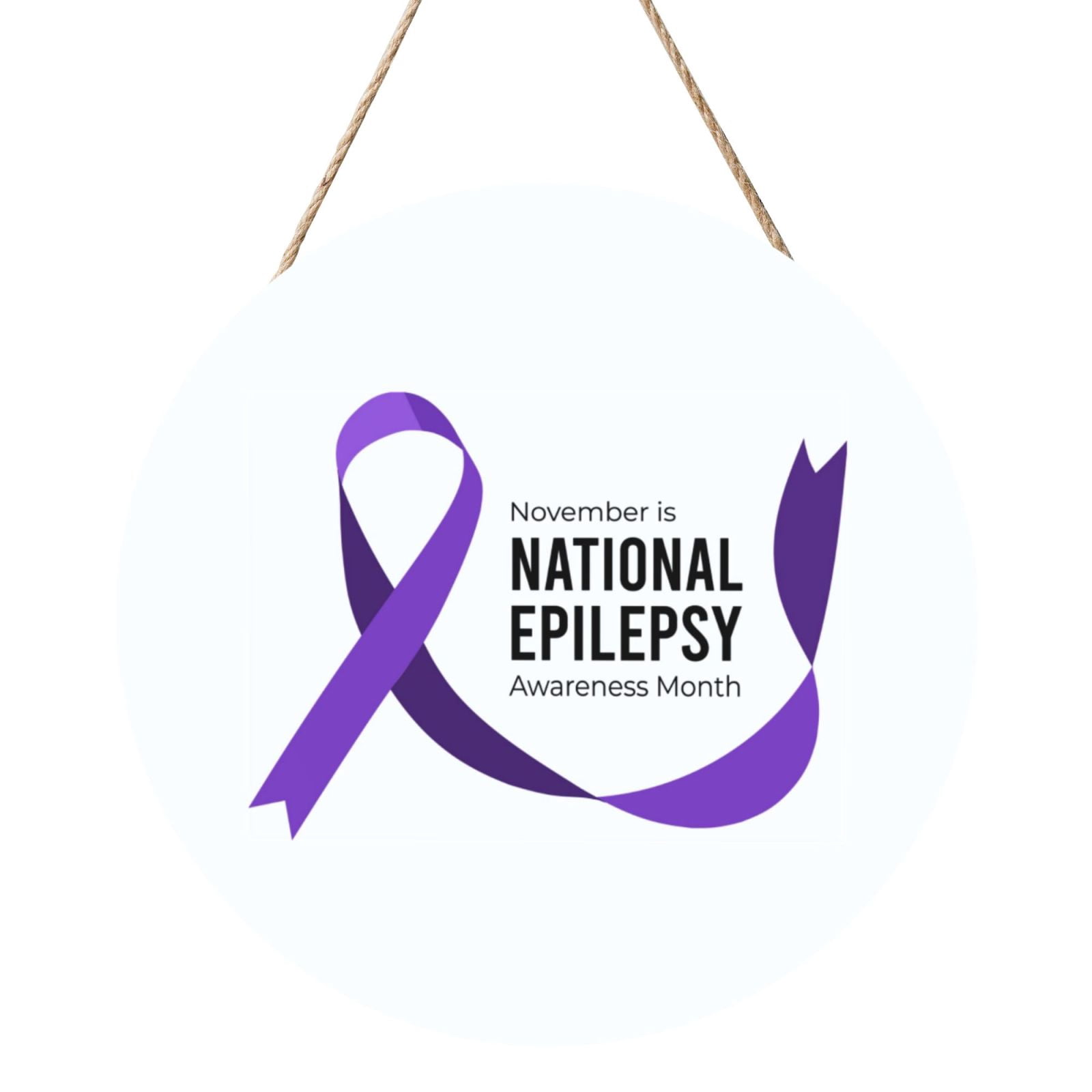 Epilepsy Awareness Month Purple Ribbon Wooden Hanging Sign Ornament ...