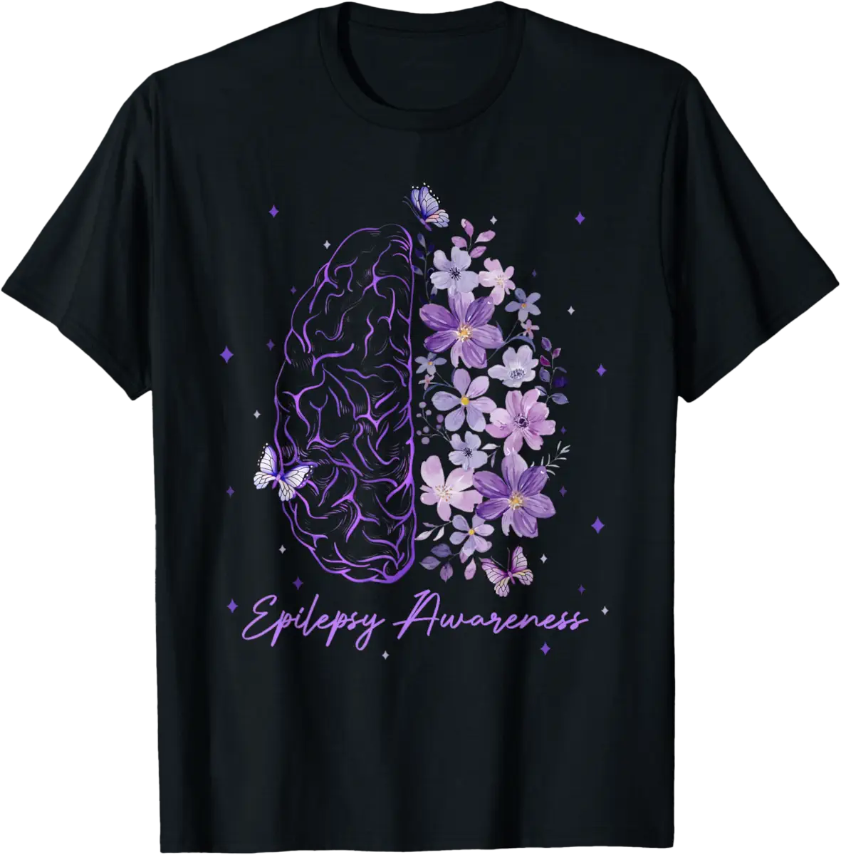 Epilepsy Awareness Purple Brain Flower Support Squad T-Shirt - Walmart.com