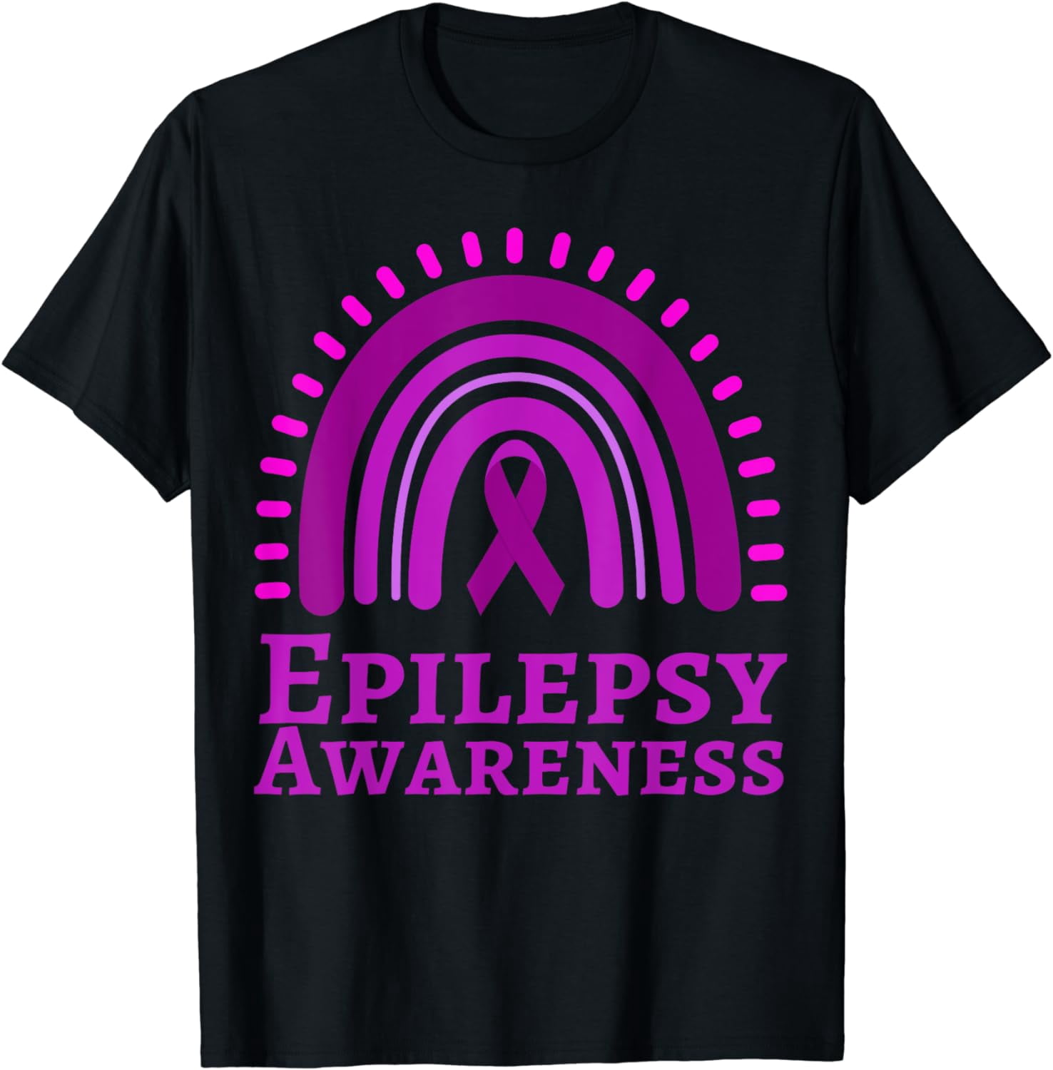 Epilepsy Awareness Rainbow Purple Ribbon T-Shirt - Walmart.com