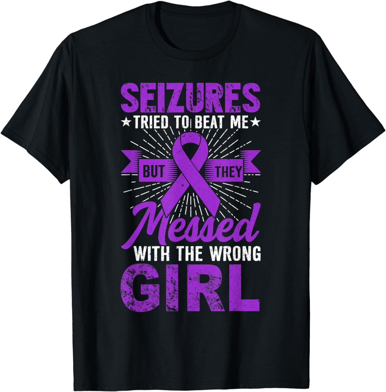 Epilepsy Seizure Neurological Disorder Purple Ribbon Stigma T-Shirt ...