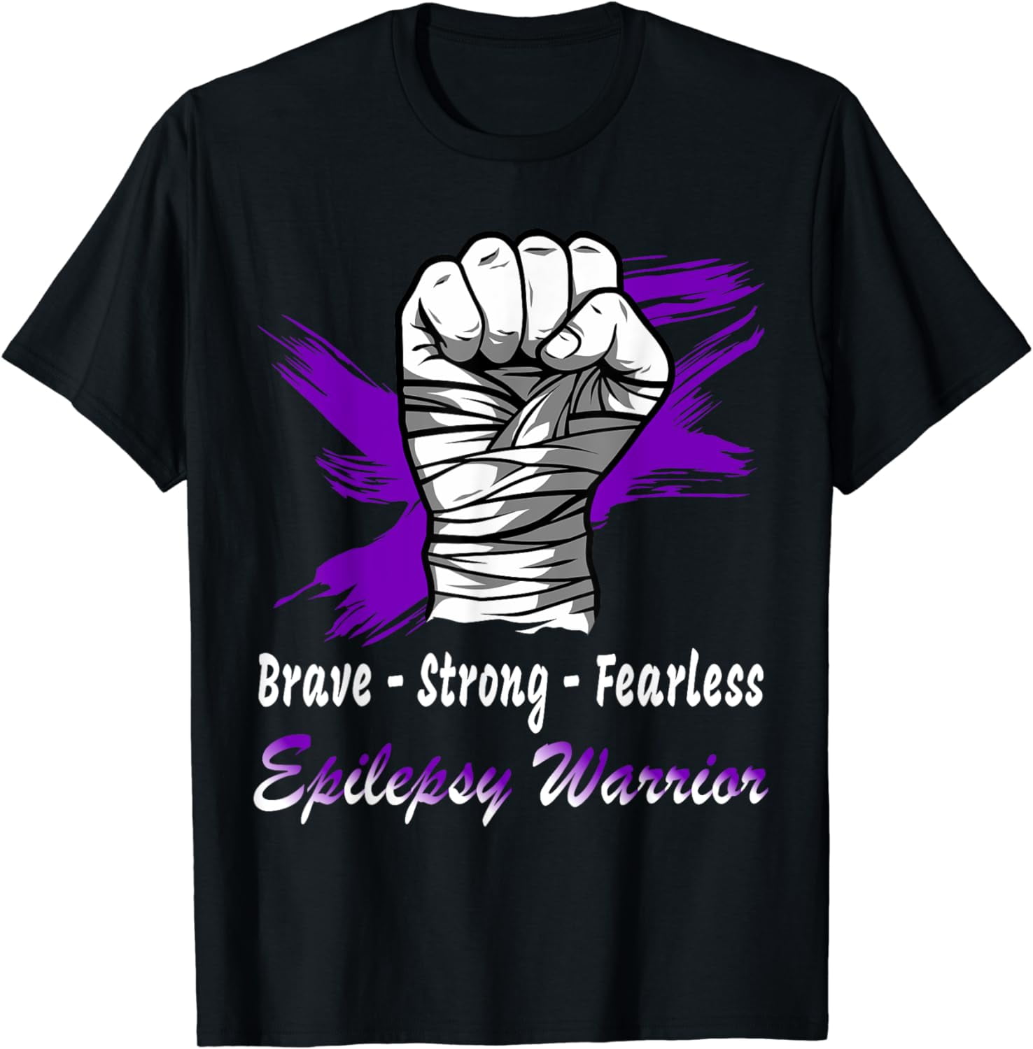 Epilepsy Warrior Fighter Purple Ribbon Epilepsy Support T-Shirt ...