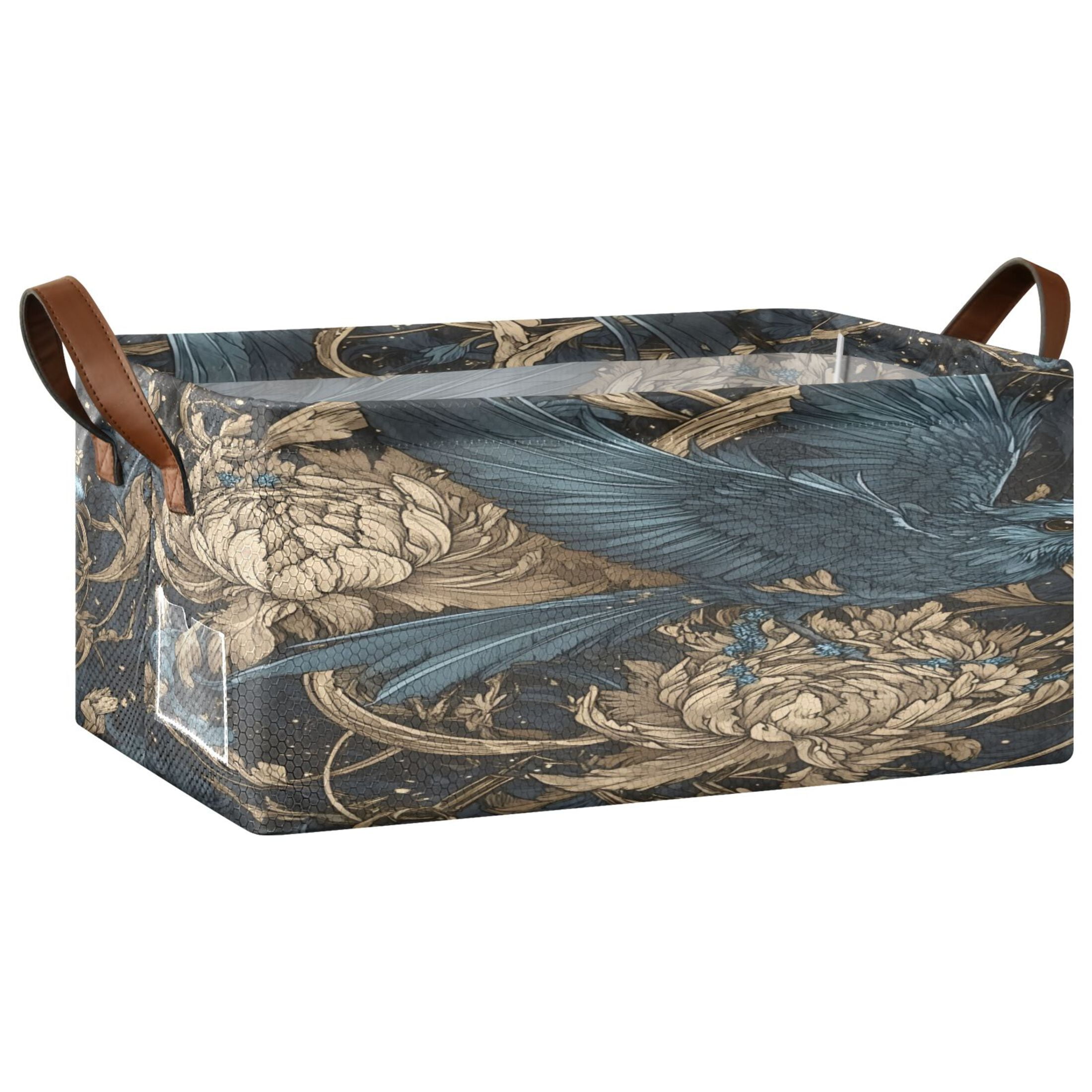 Epiphyllum and Crow Open Home Storage Bins Foldable Metal Frame Shelf ...