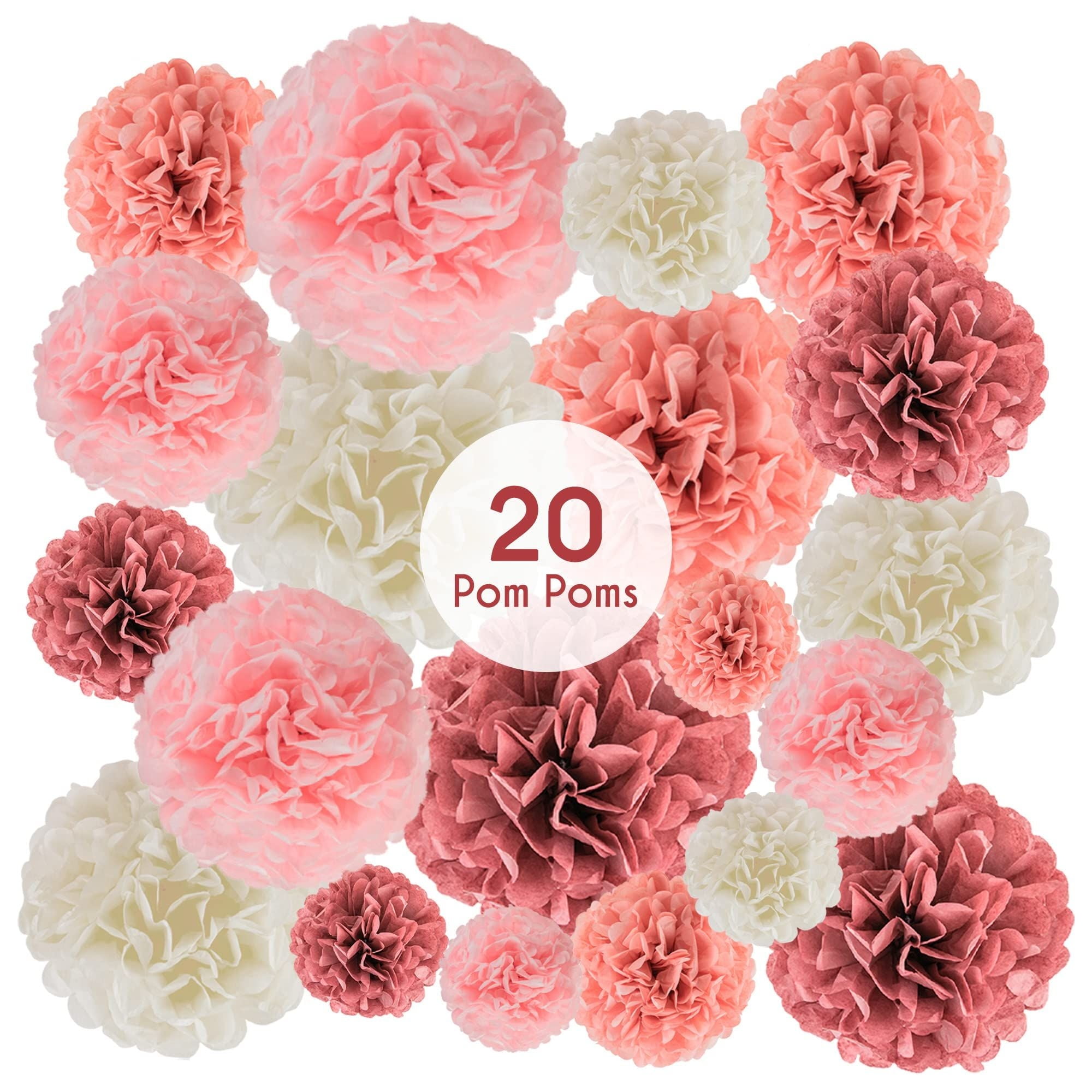 EpiqueOne 20 Piece Tissue Paper Pom Poms Kit | Event Decorations in ...