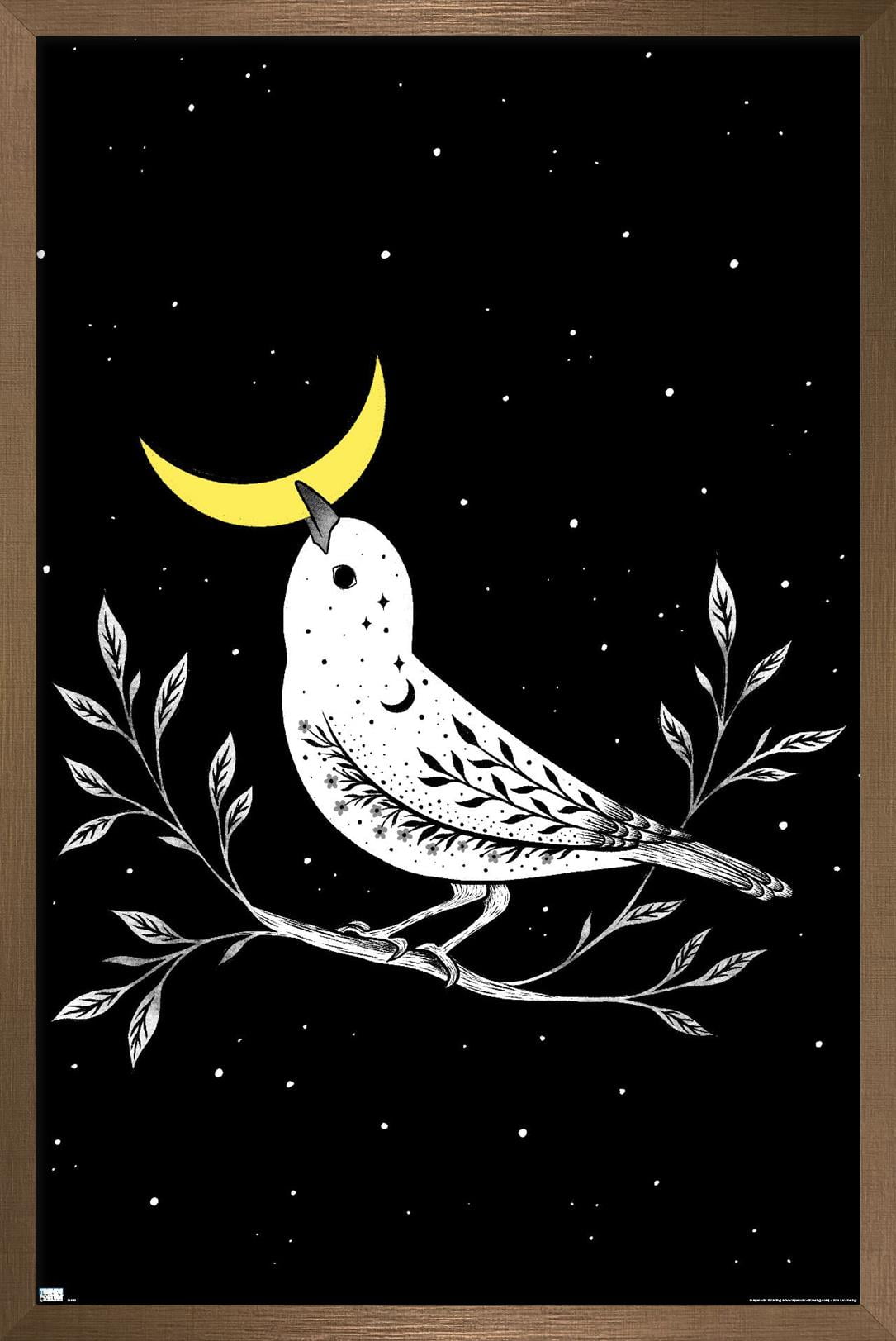 Episodic Drawing - Moon Bird Wall Poster, 14.725" x 22.375" Framed ...