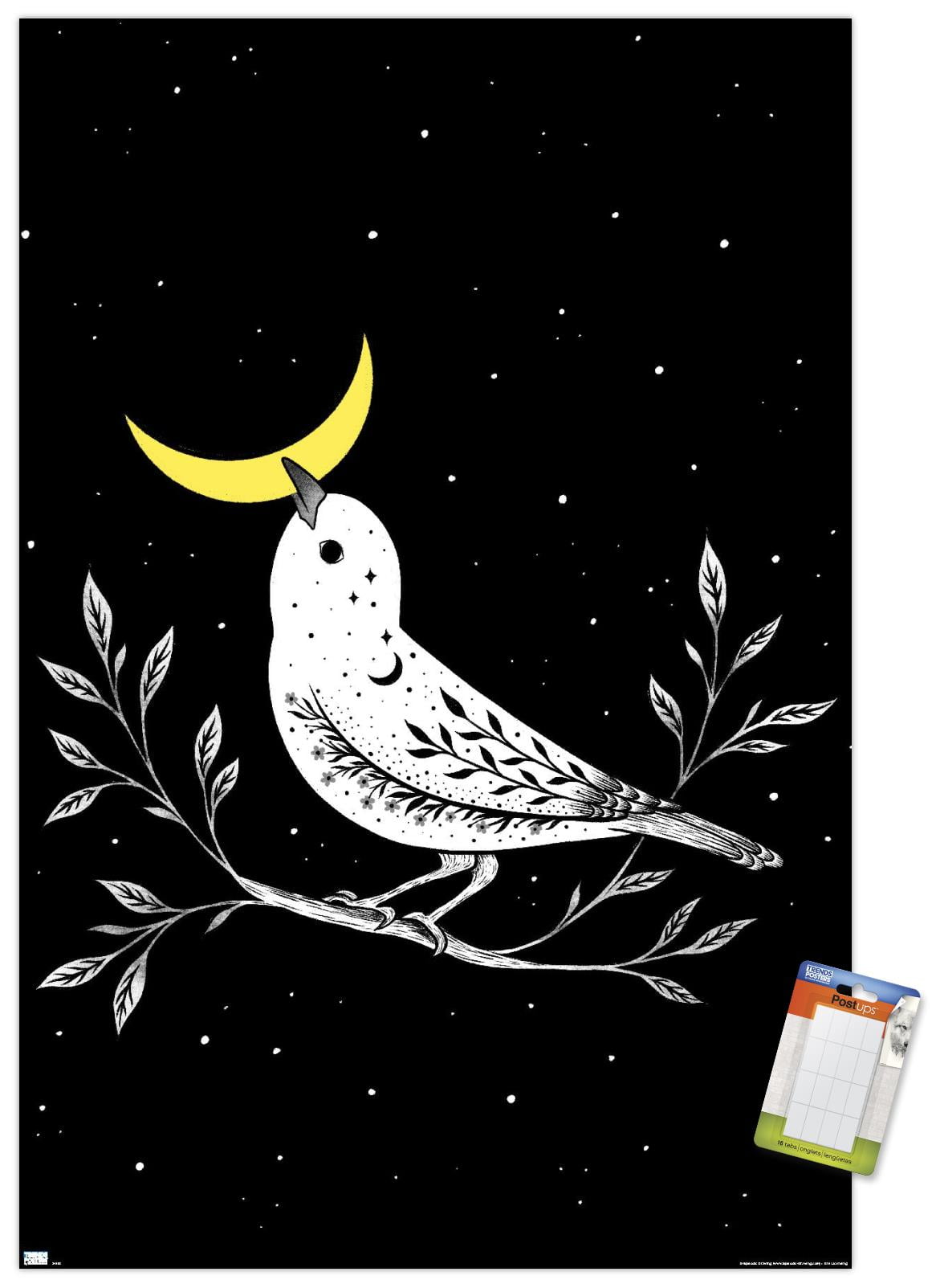 Episodic Drawing - Moon Bird Wall Poster, 22.375" x 34" - Walmart.com