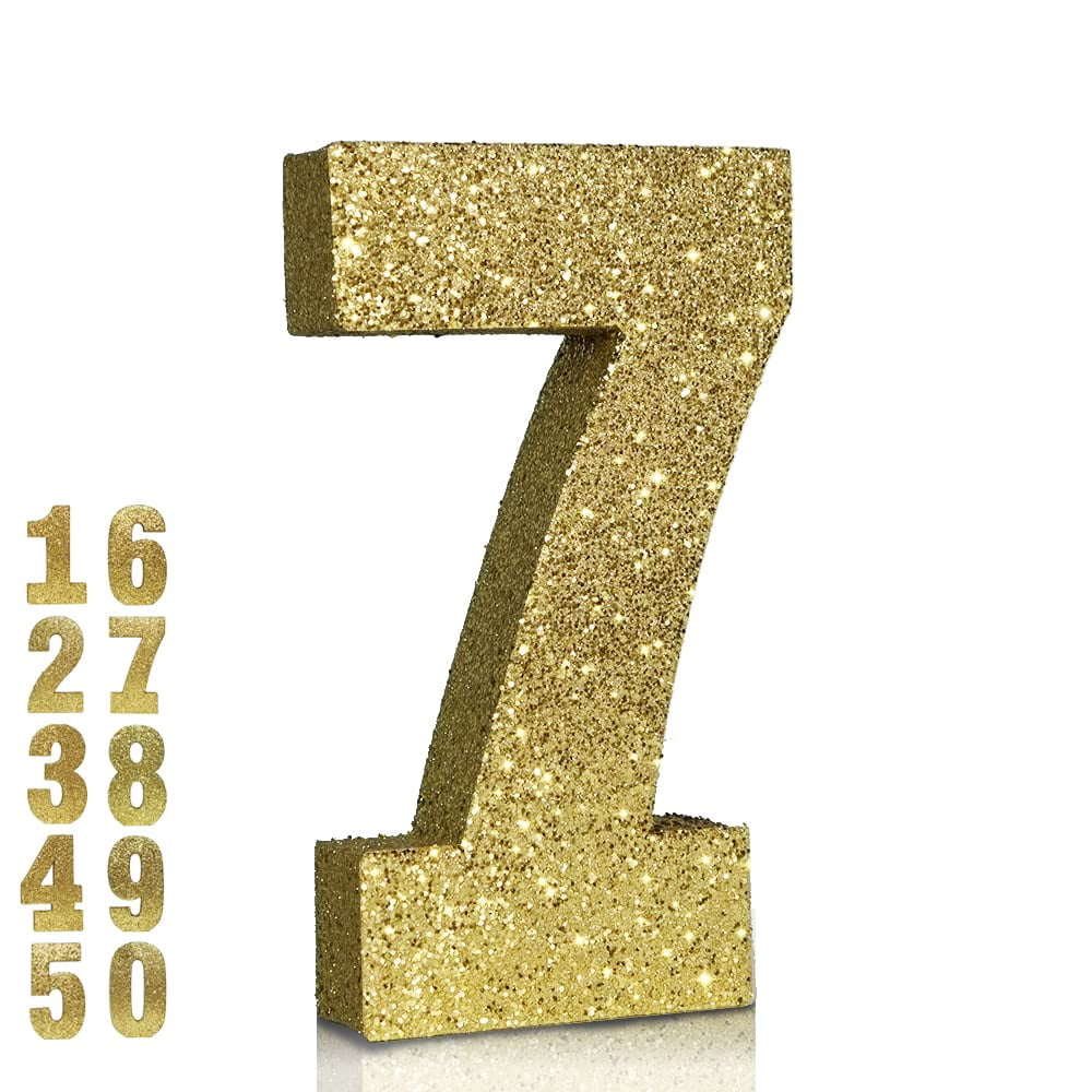 Eploger 10 Inch Gold Glitter Numbers 7 Birthday Decorations, Birthday ...