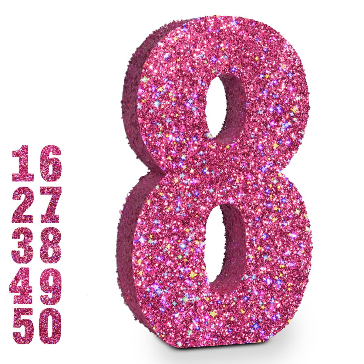 Eploger 10 Inch Pink MMF7 Glitter Number Sign 8 Birthday Decorations ...