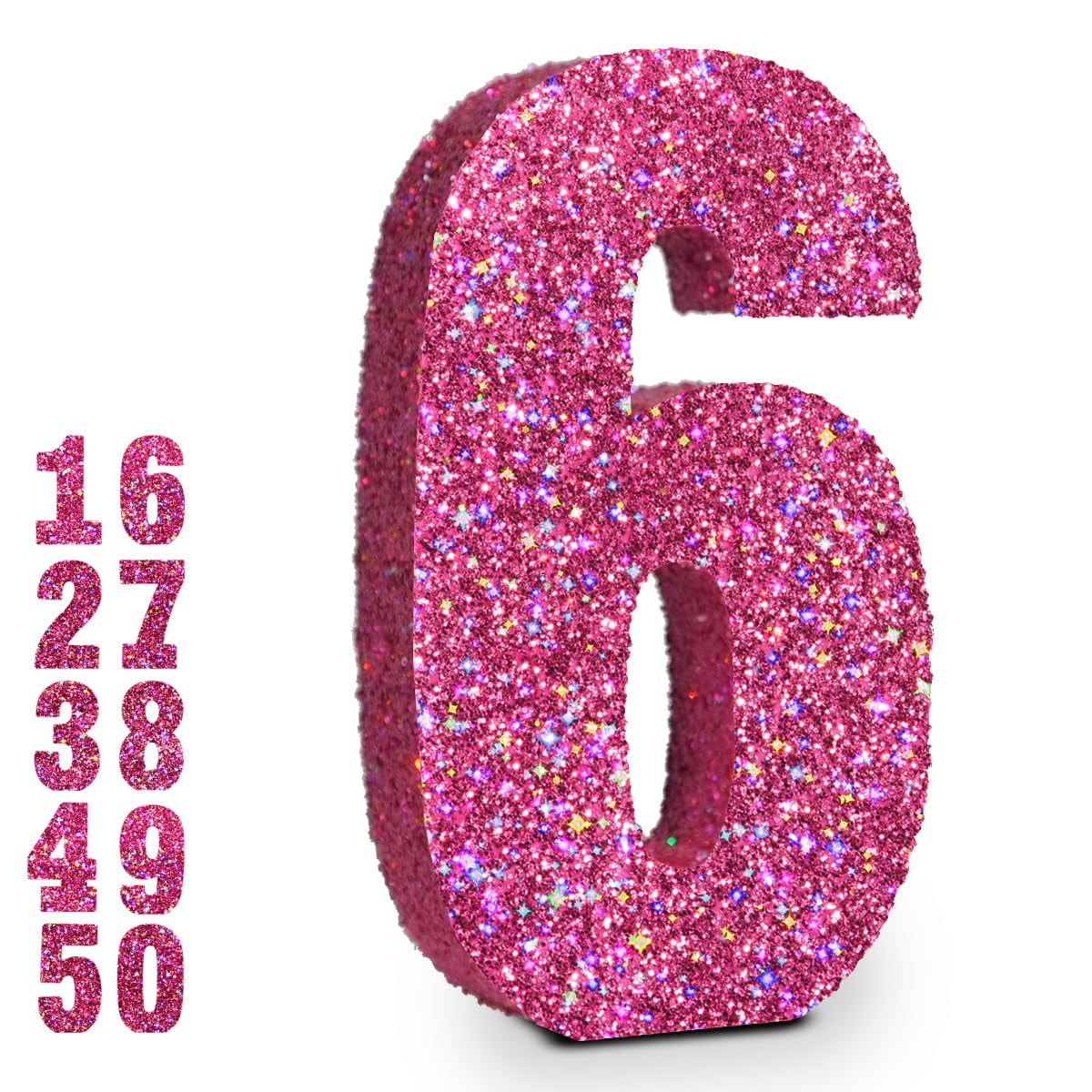 Eploger 10 Inch Pink SSF20 Glitter Number Sign 6 Birthday Decorations ...