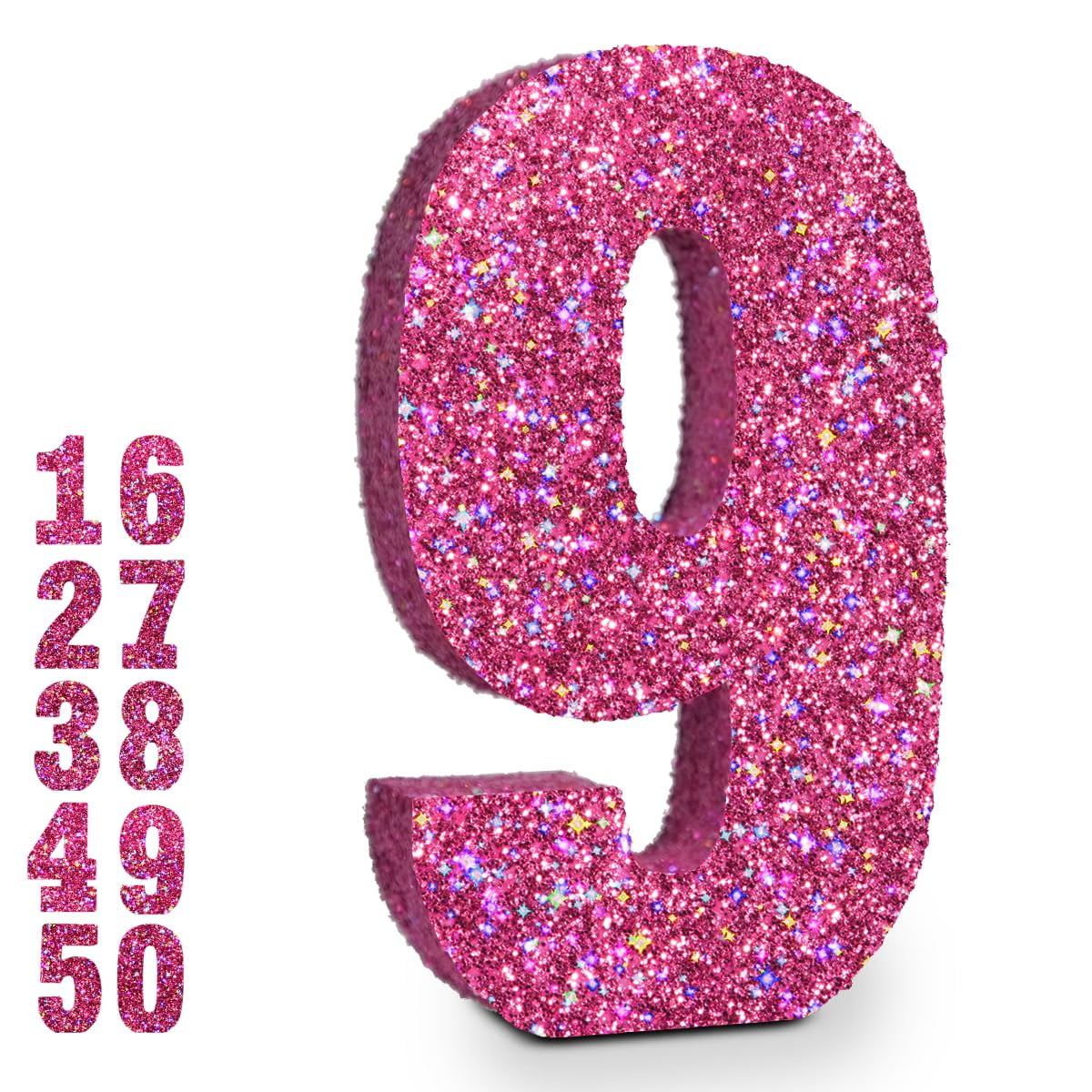 Eploger 10 InchEGSC Pink Glitter Number Sign 9 Birthday Decorations ...