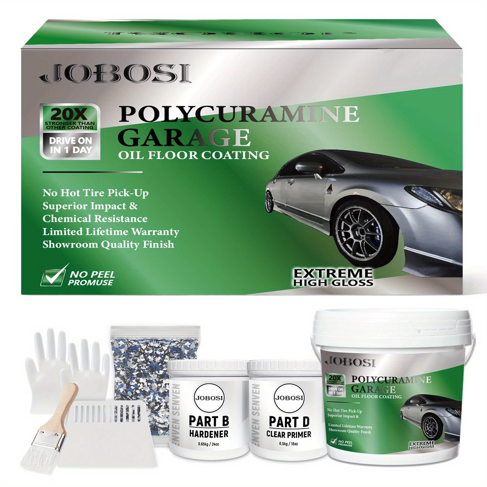JOBOSI Epoxy Colored Sand Garage Floor Paint, 1.41 Gal Sea Gray Marble ...