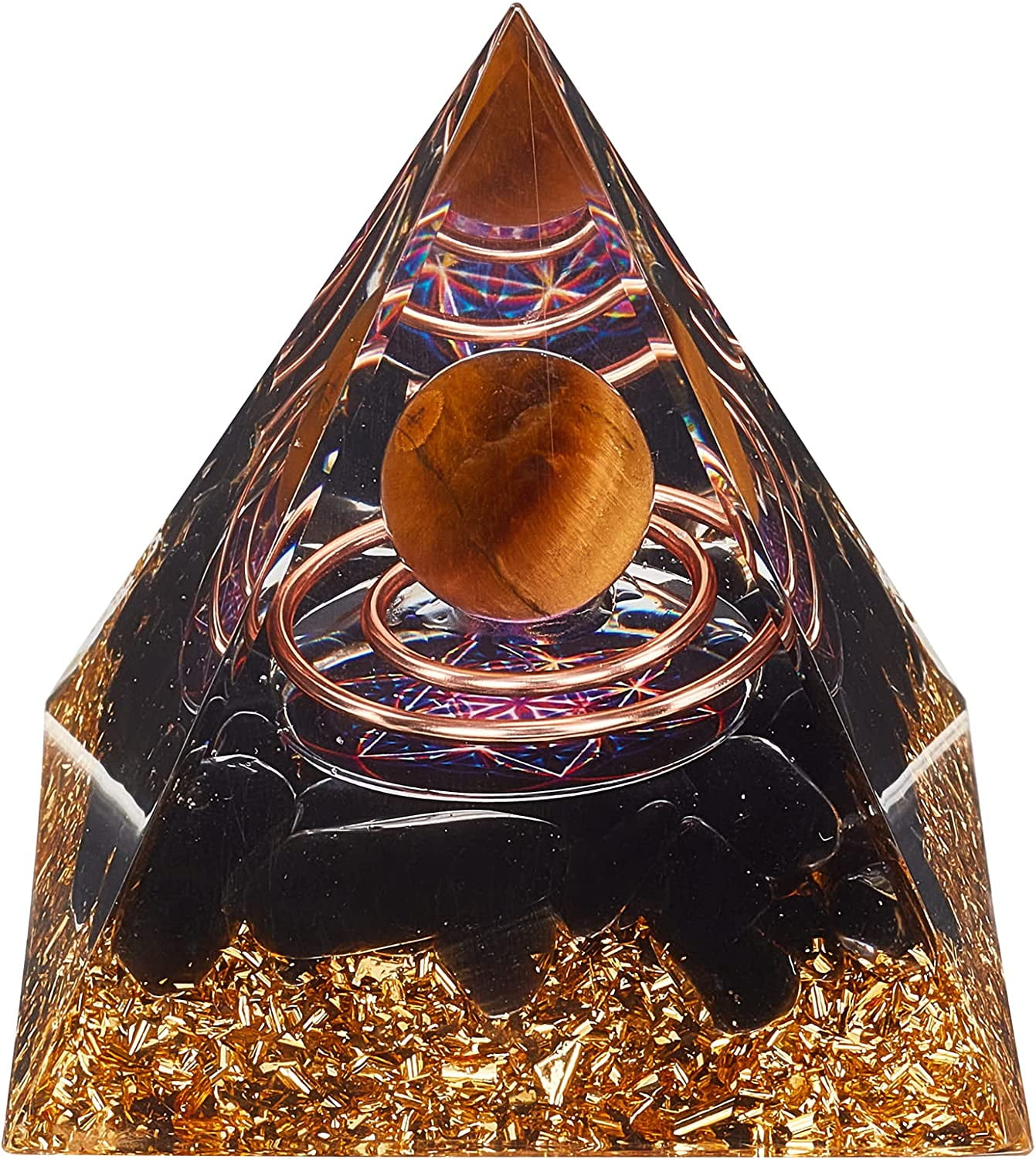 Epoxy Display Decorations Tiger Eye Sphere Pyramid Home Office Decor ...