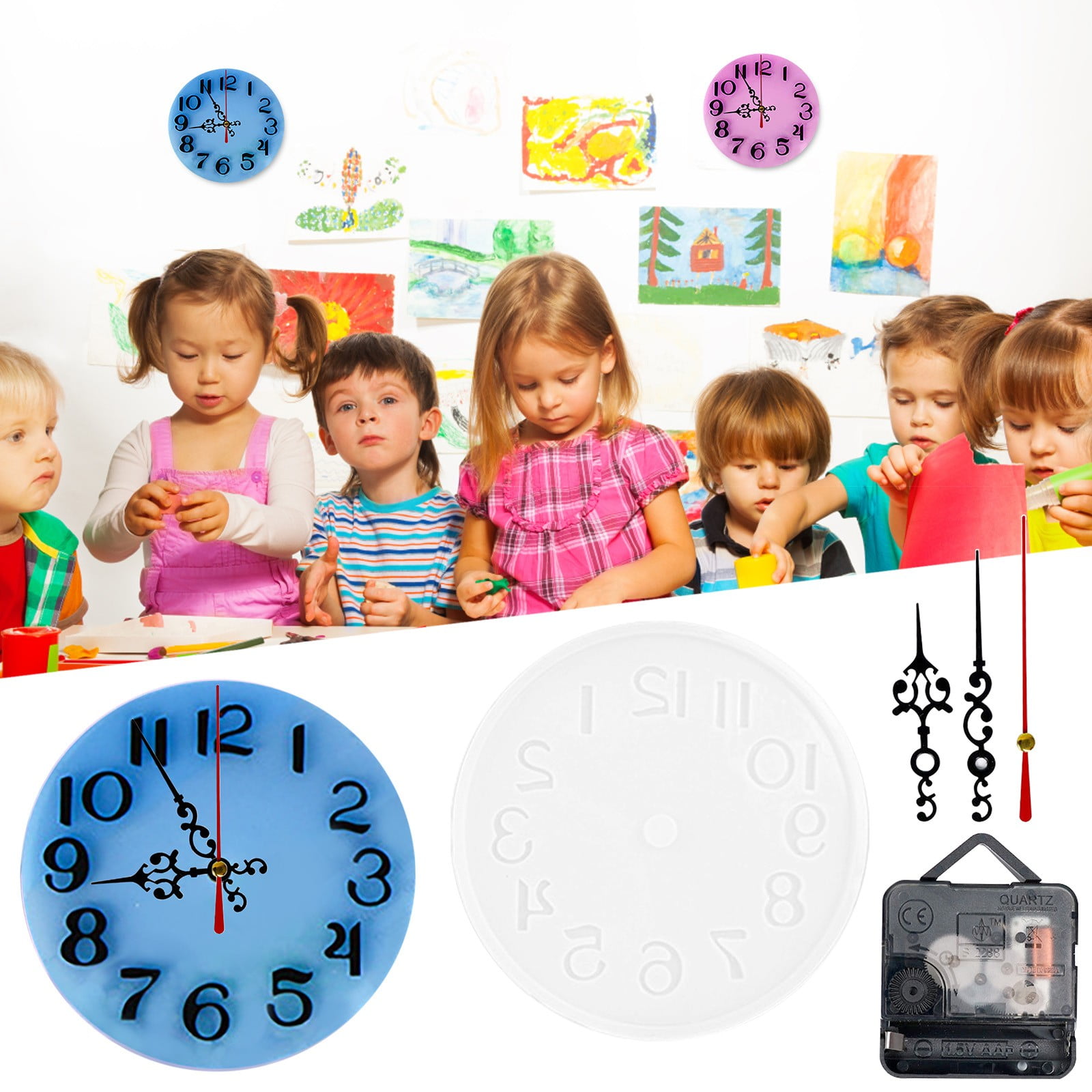 Epoxy Mould 2 Clock Ornaments Silicone Mould Mirror Resin/ Epoxy Mold 2 ...