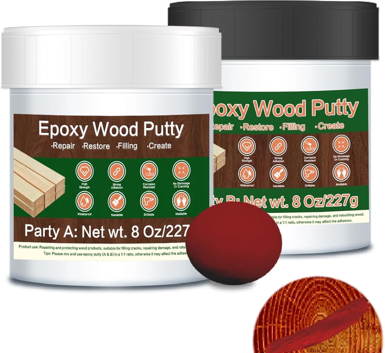 Epoxy Wood Filler, 16 oz White Epoxy Putty for Repairing Damaged Wood ...