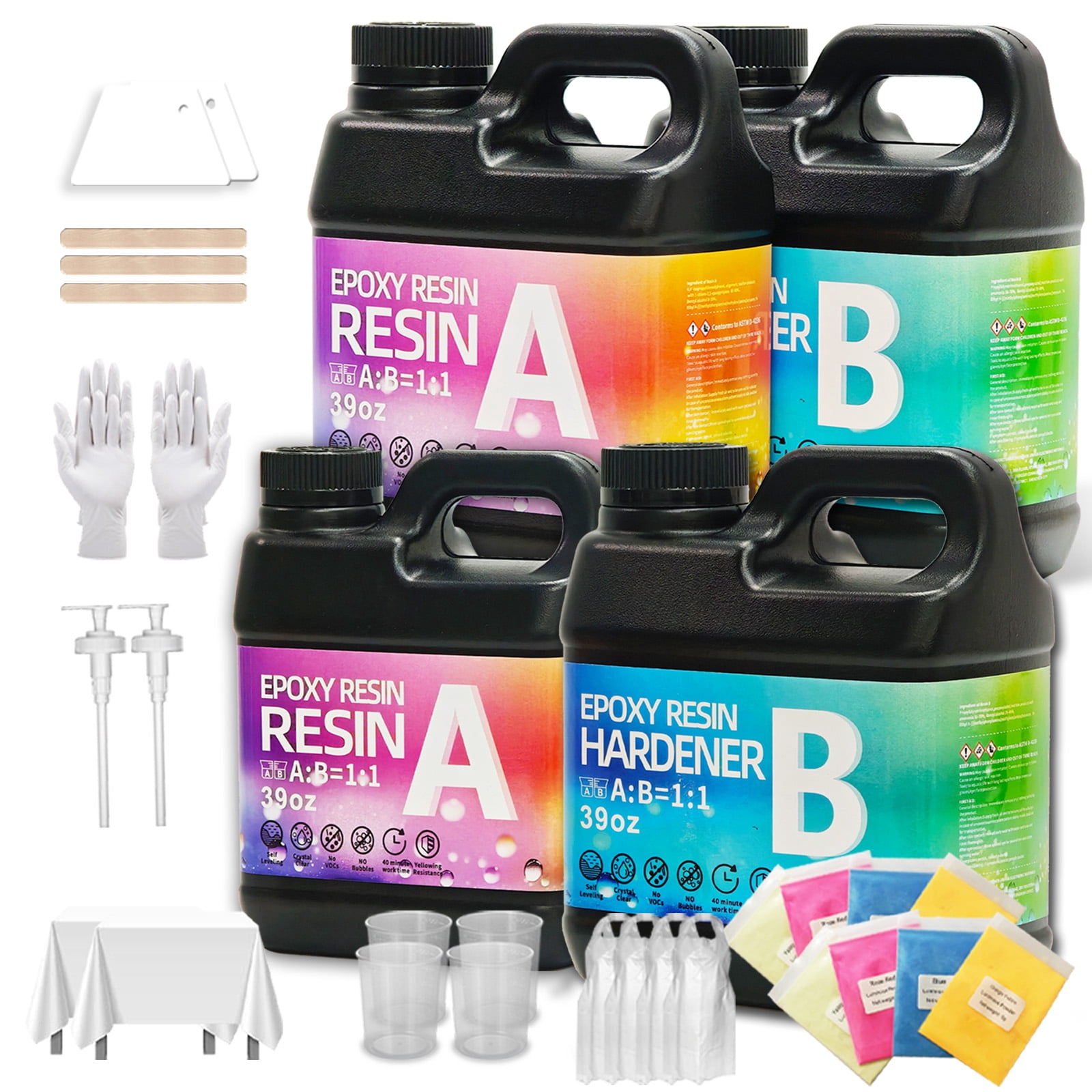 Epoxy Resin 156OZ With 4color powder, Newly Formulated Crystal Clear ...