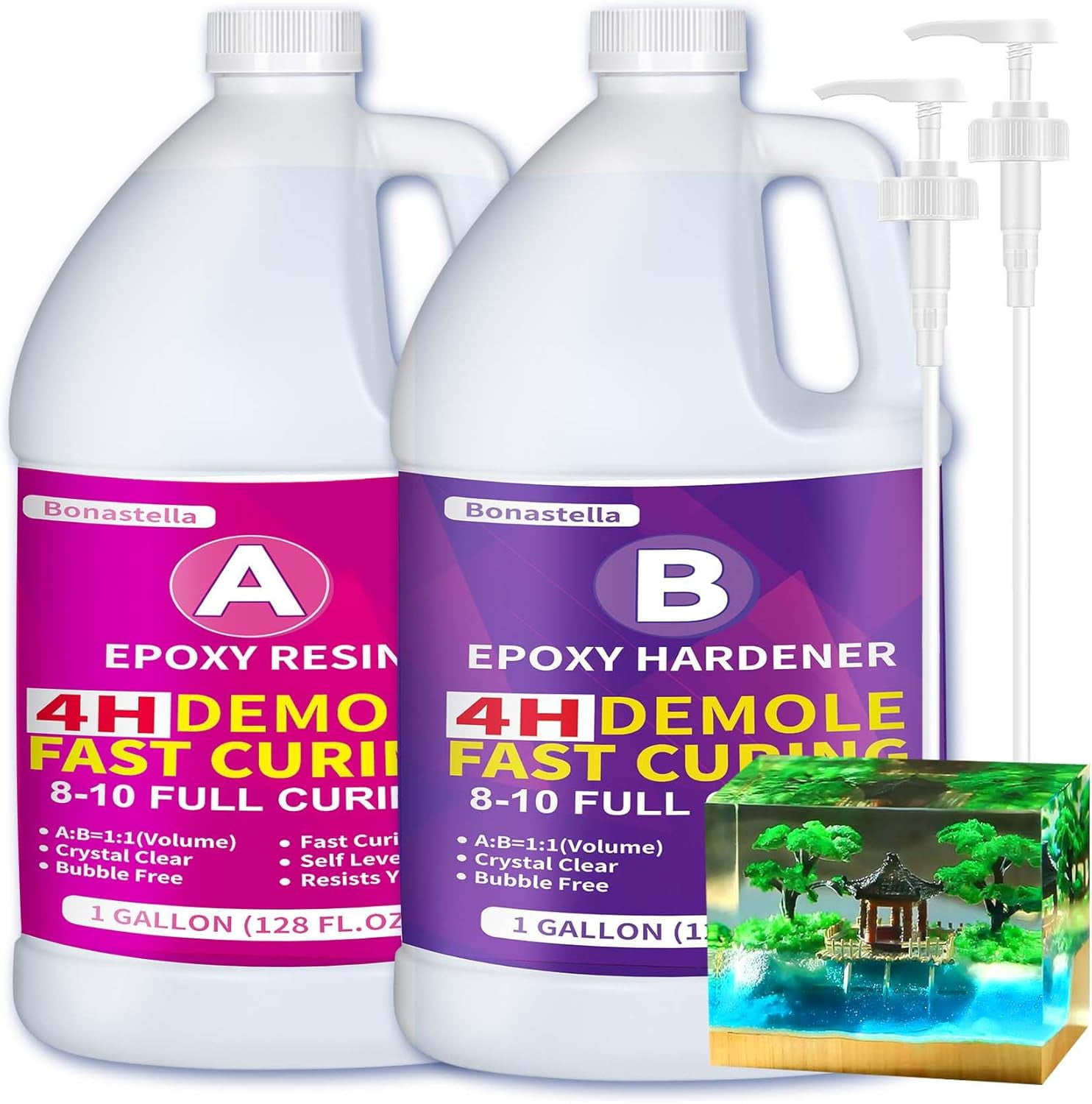Epoxy Resin - 2 Gallon Fast Cure Epoxy Resin 4 Hours Quick Set Kit: Not ...