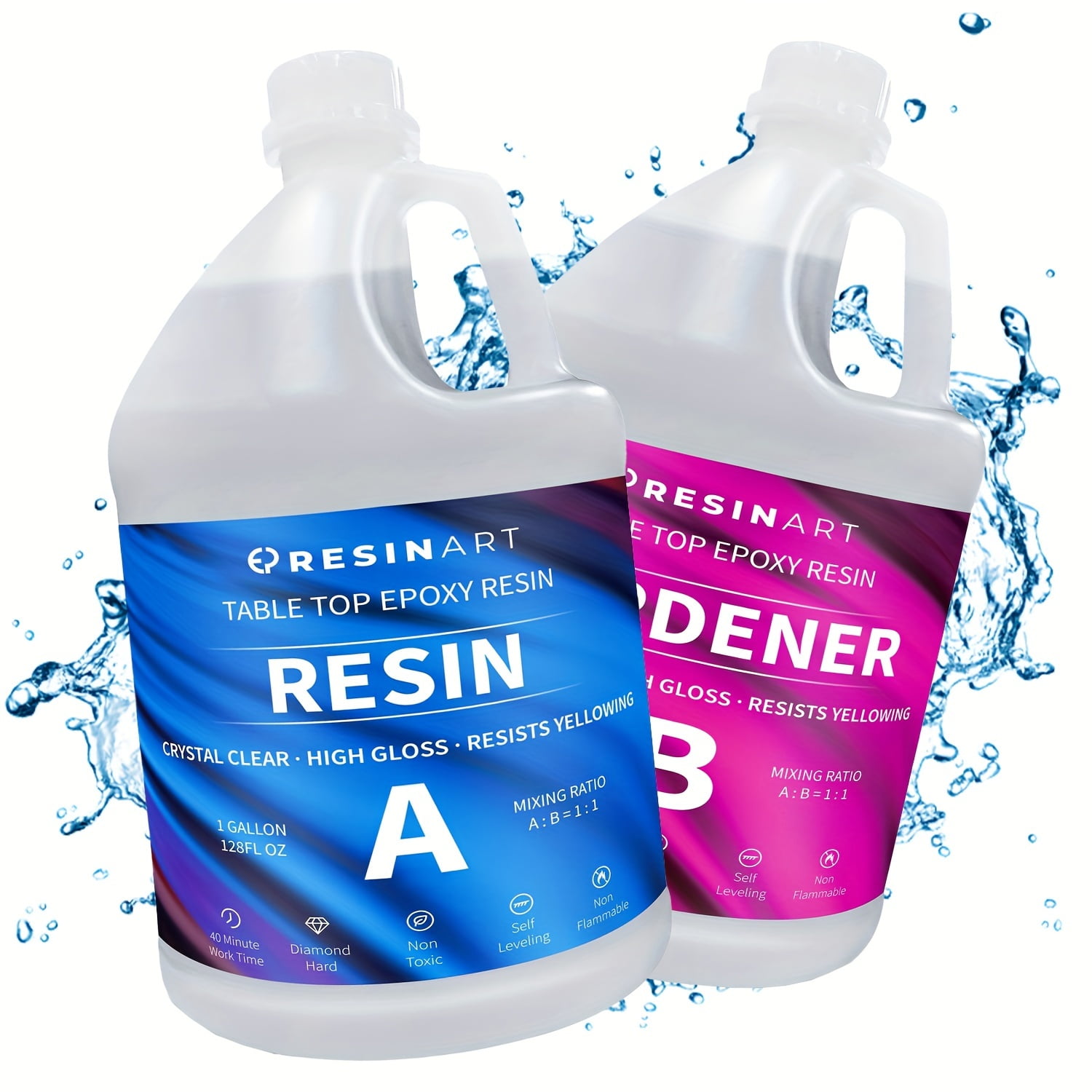 Epoxy Resin 2 Gallon Kit, Crystal Clear Epoxy Resin High Gloss, Easy ...