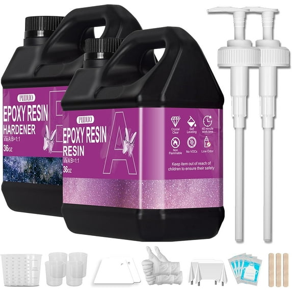 Epoxy Resin Kit 72OZ，Newly Formulated Crystal Clear Epoxy Resin，Strong ...