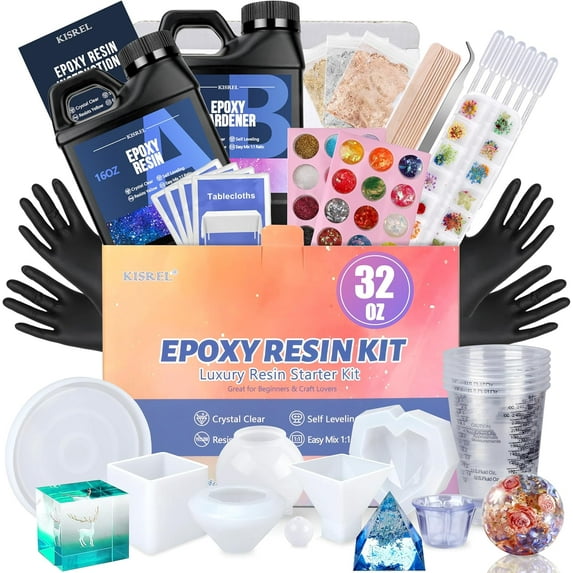 Epoxy Resin Kit for Beginners, Resin Kit with Molds, 32OZ Epoxy Kit ...