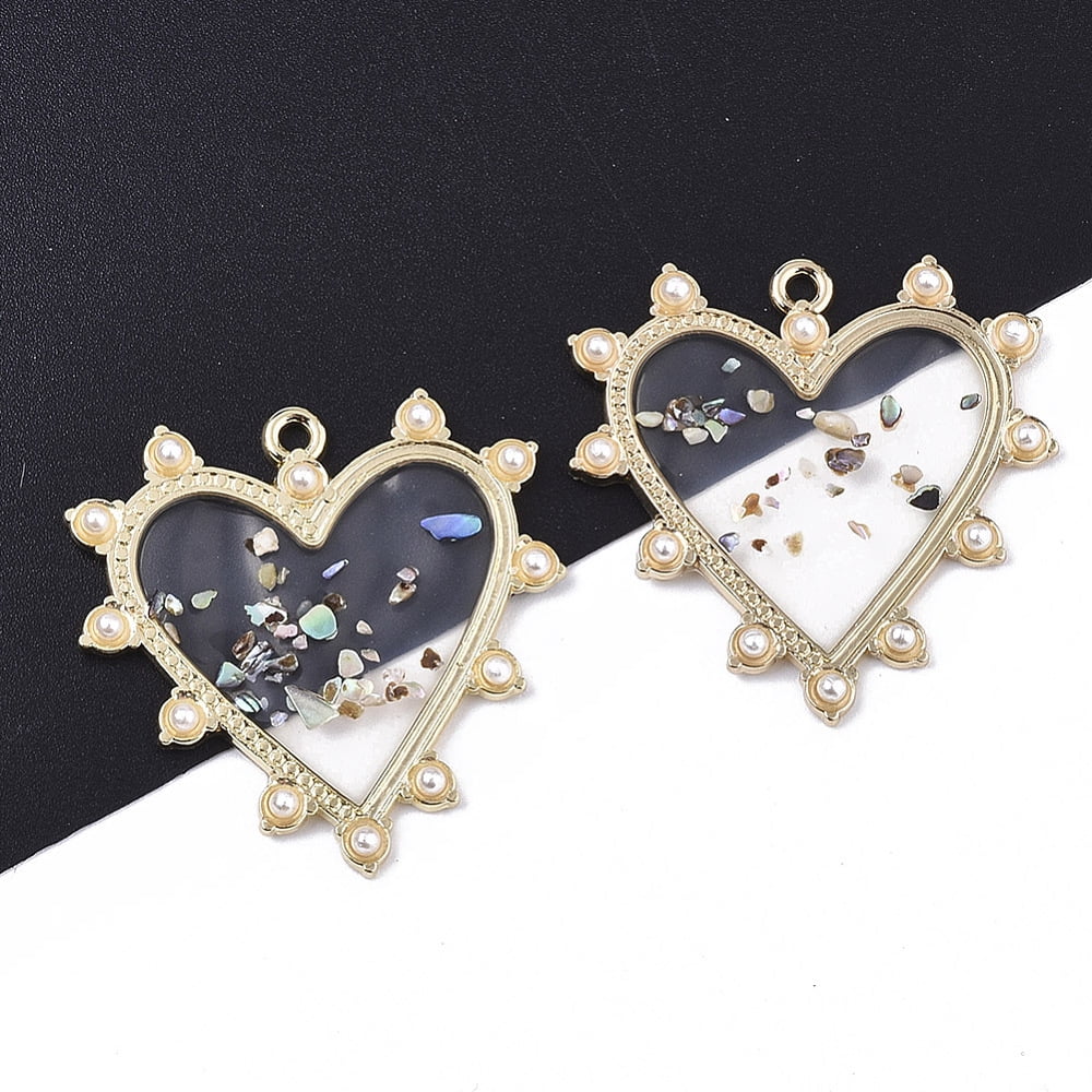 Epoxy Resin Pendants with ABS Plastic Imitation Pearl Shell and Light ...