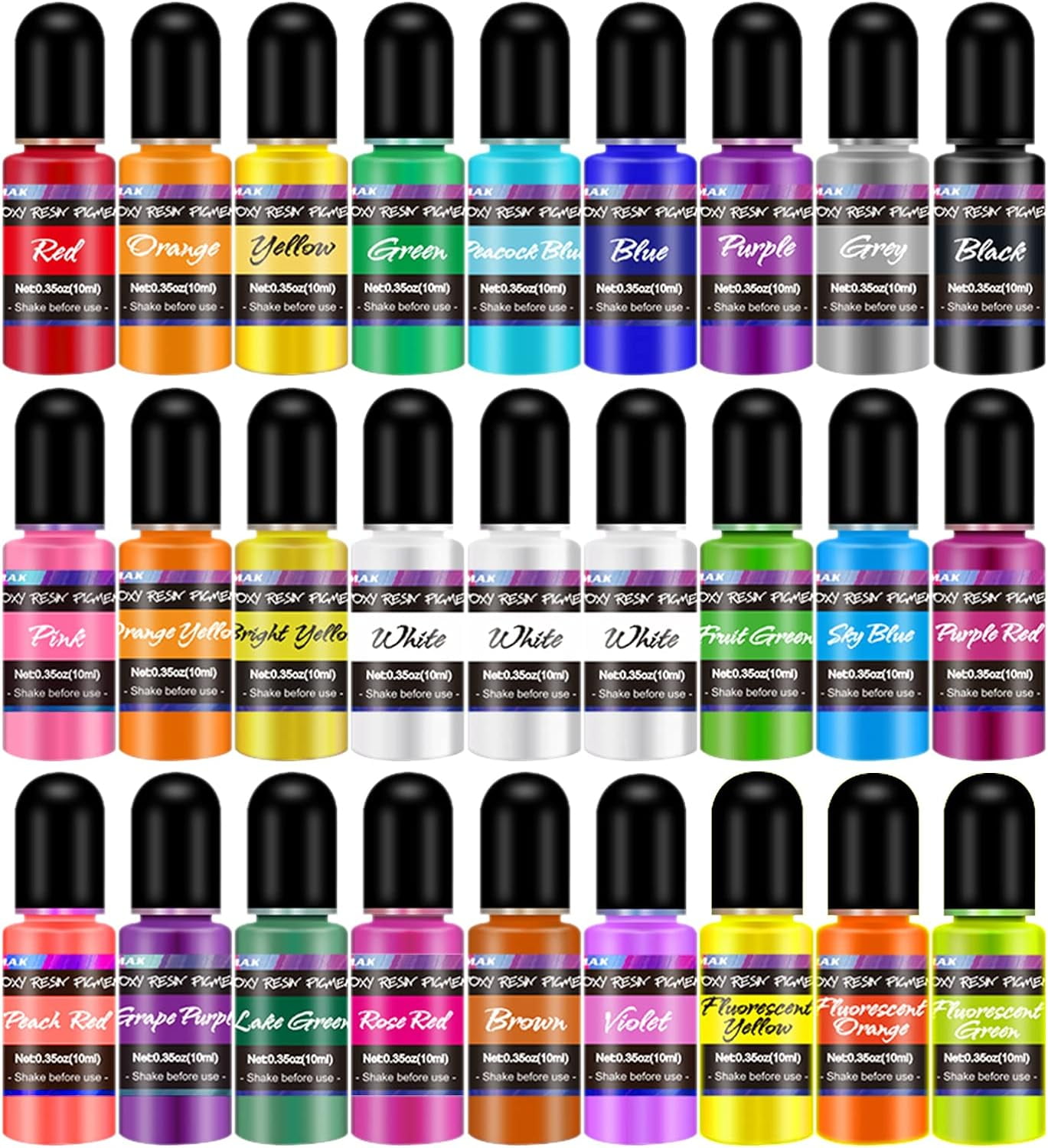 Epoxy Resin Pigment, 27 Bottles Transparent Liquid Dye High ...