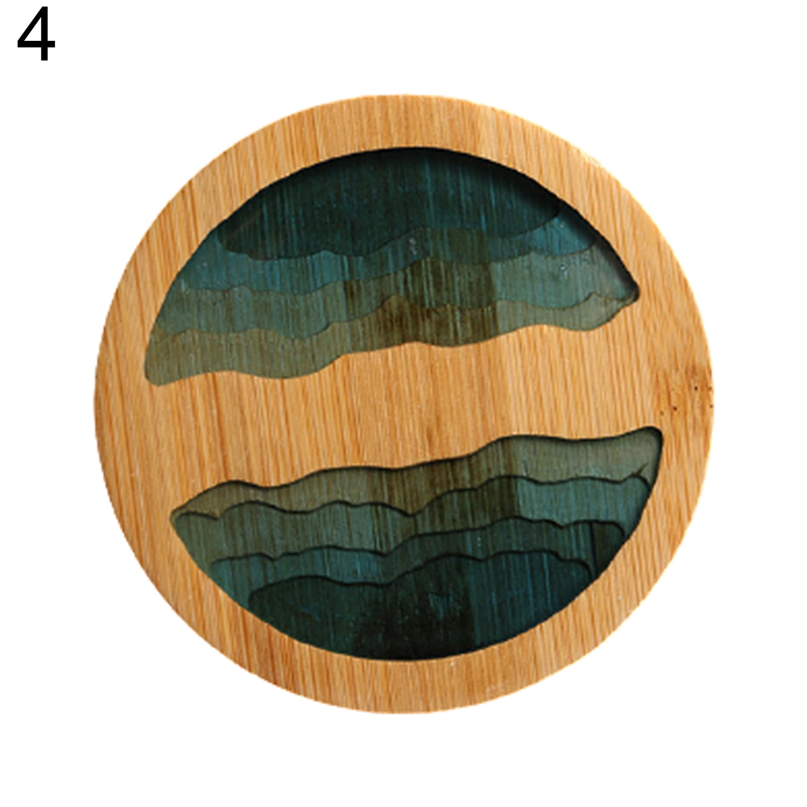 Epoxy Resin Transparent Bamboo Insulation Pad Landscape Coaster Cup ...