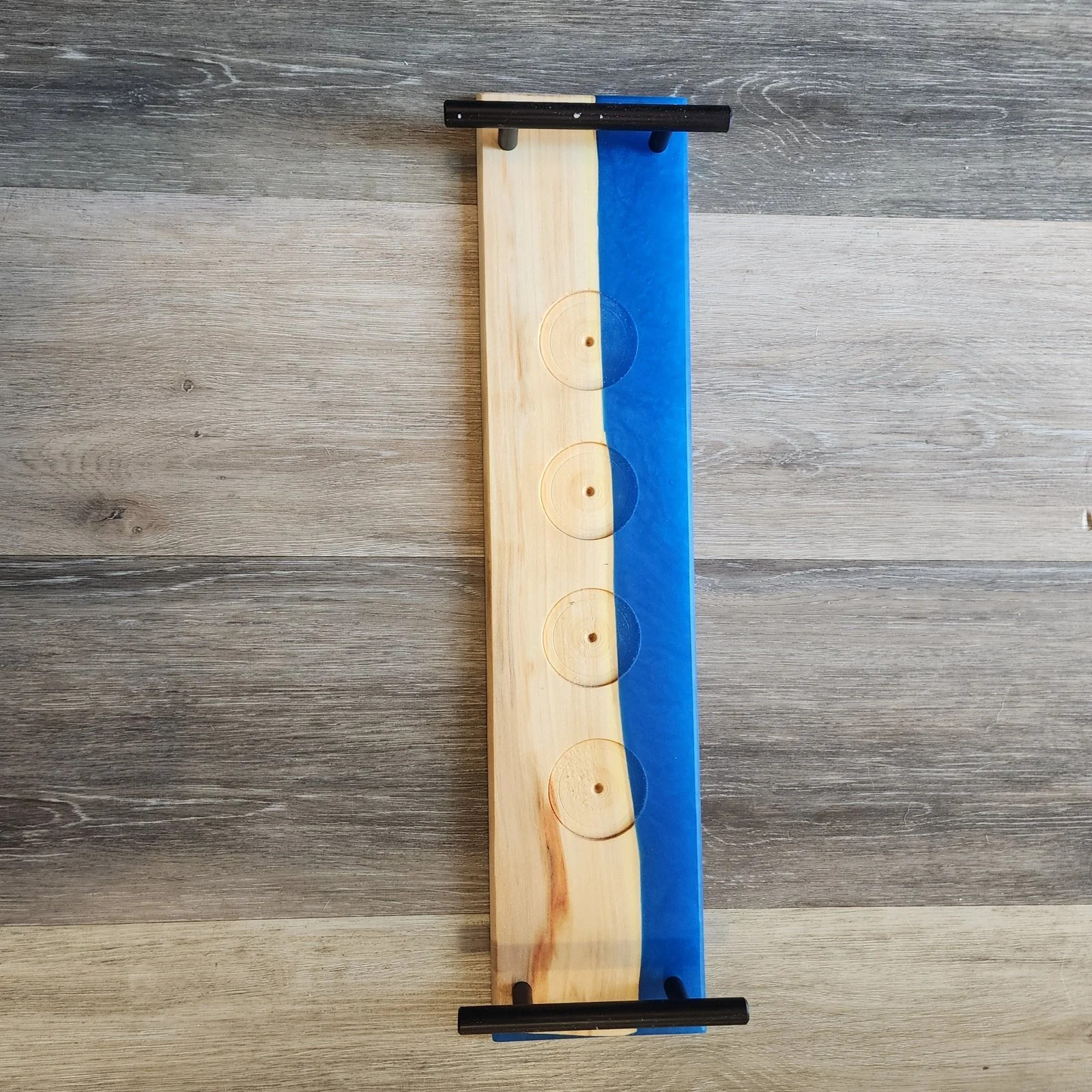 Epoxy and Box Elder Wood whiskey tasting flight board paddle for 4 ...