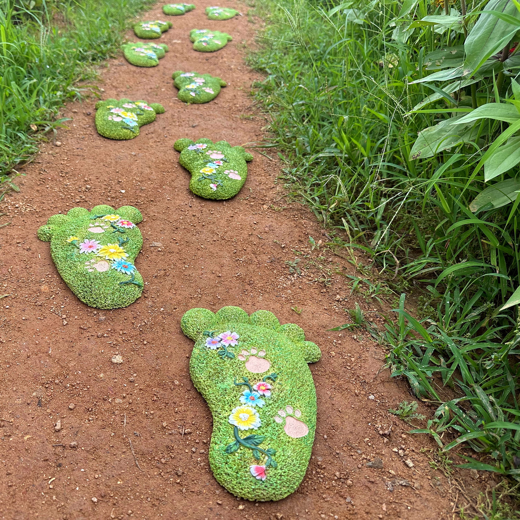 Epoxy resin Footprint Garden Stepping Stones Set of 2 , Outdoor ...