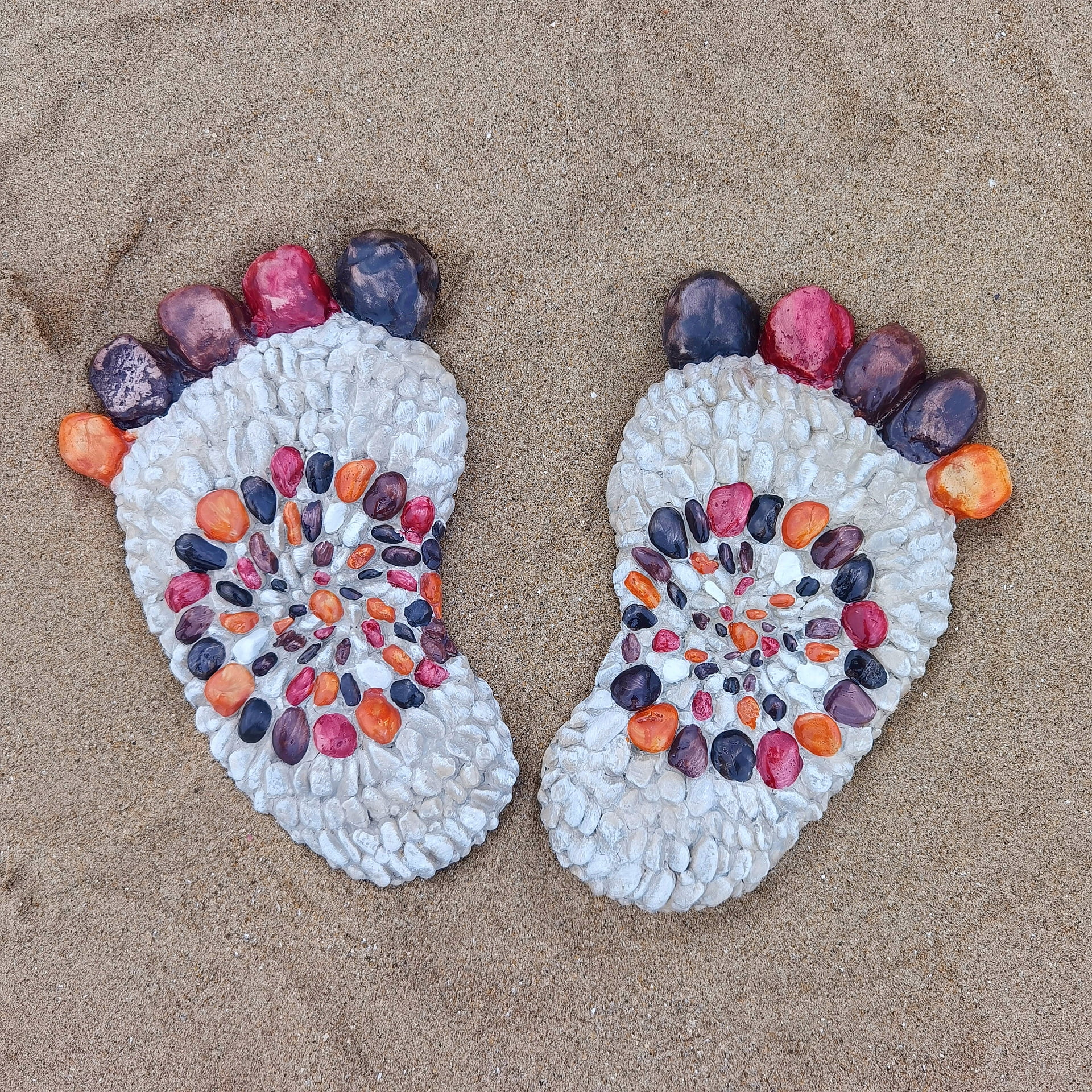 Epoxy resin Footprint Garden Stepping Stones Set of 2 , Outdoor ...