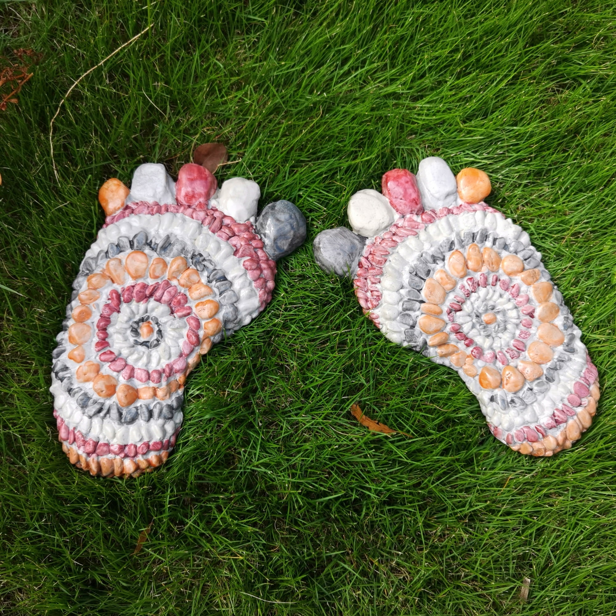 Epoxy resin Footprint Garden Stepping Stones Set of 2 , Outdoor ...