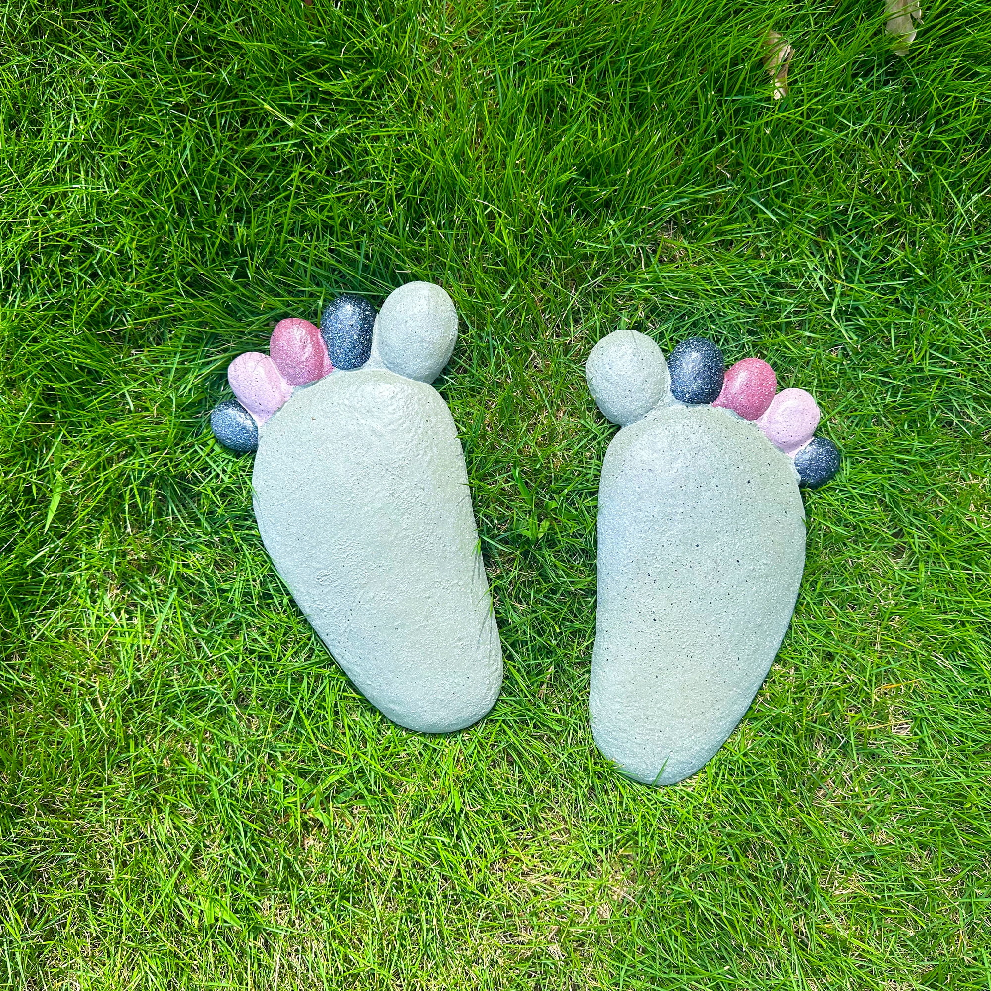 Epoxy resin Footprint Garden Stepping Stones Set of 2 , Outdoor ...